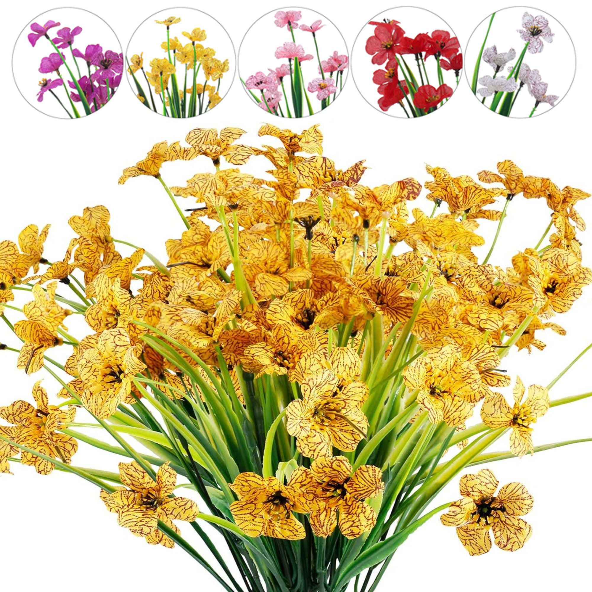 Luxtrada 12 Bundles Artificial Flowers Outdoor UV Resistant Fake ...