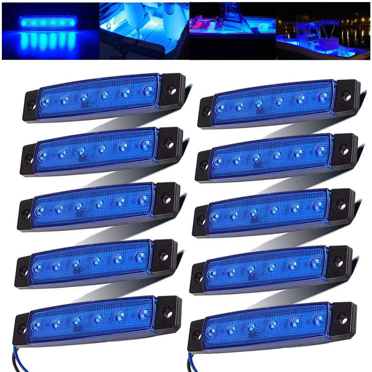 Luxtrada 12 Pcs Marine Boat LED Deck Courtesy Lights Waterproof Blue ...