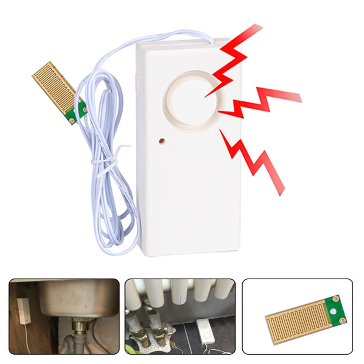 Luxtrada 120dB Water Leak Alarm Detector Sensor Water Leakage Sound ...