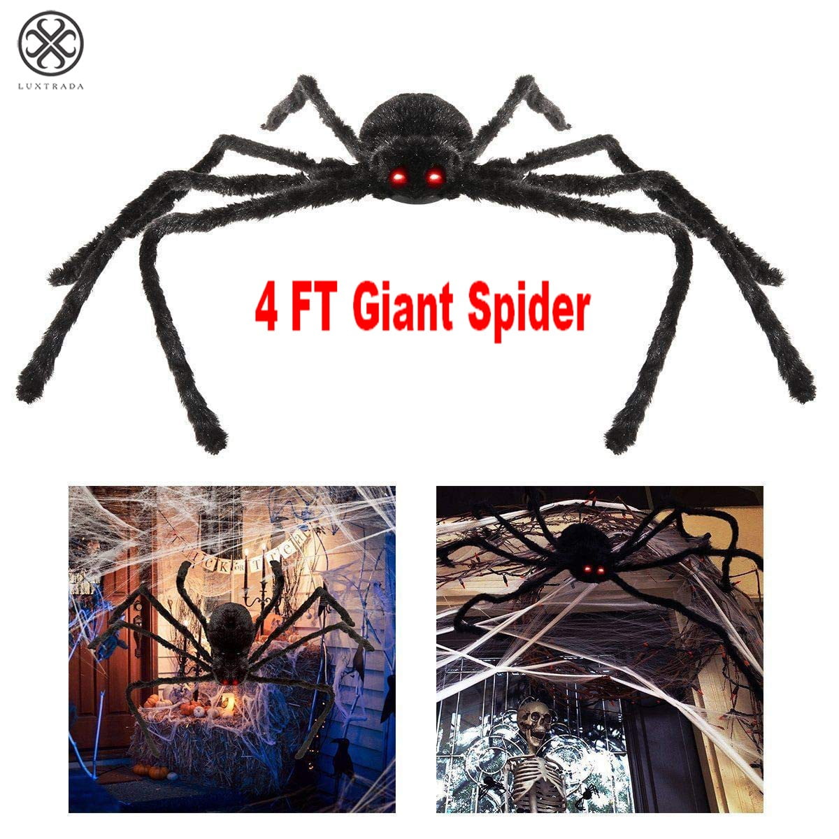 Luxtrada 125CM/4FT Large Size Plush Spider Made Of Wire And Plush ...