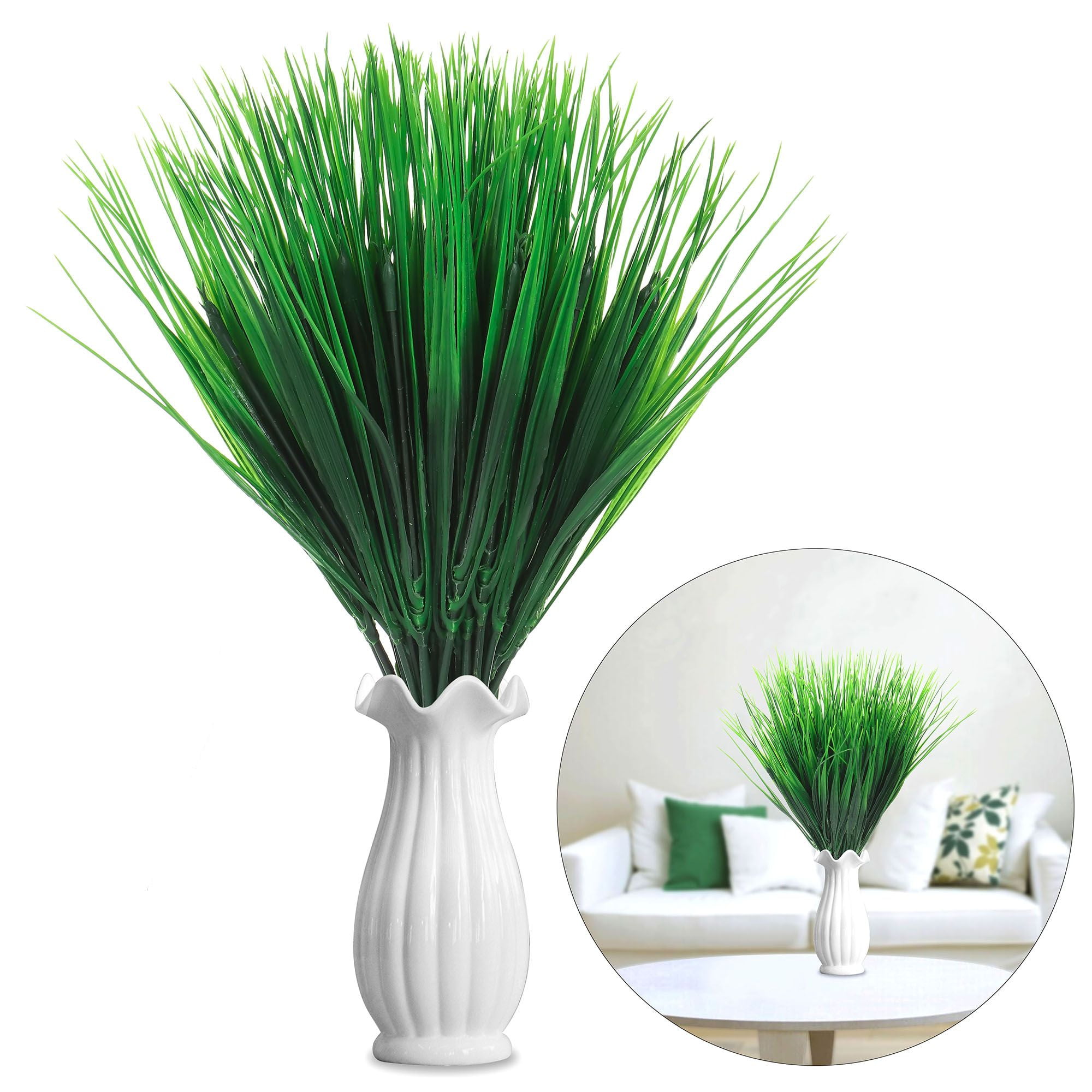 Luxtrada 12pcs Fake Grass Plant Artificial Wheat Grass Plants Bushes ...
