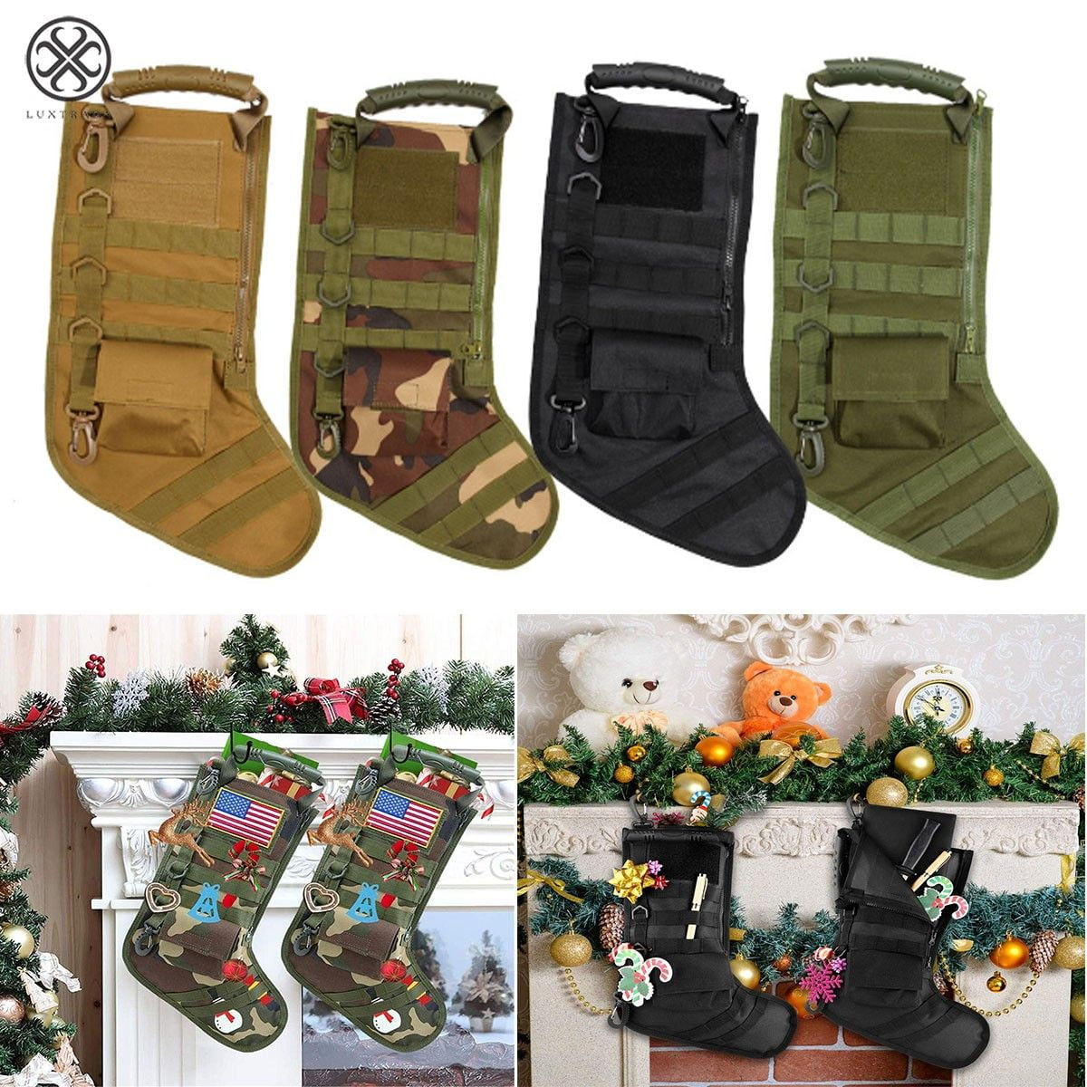 Luxtrada 18'' Christmas Stocking Fashion Christmas Stocking Camouflage ...