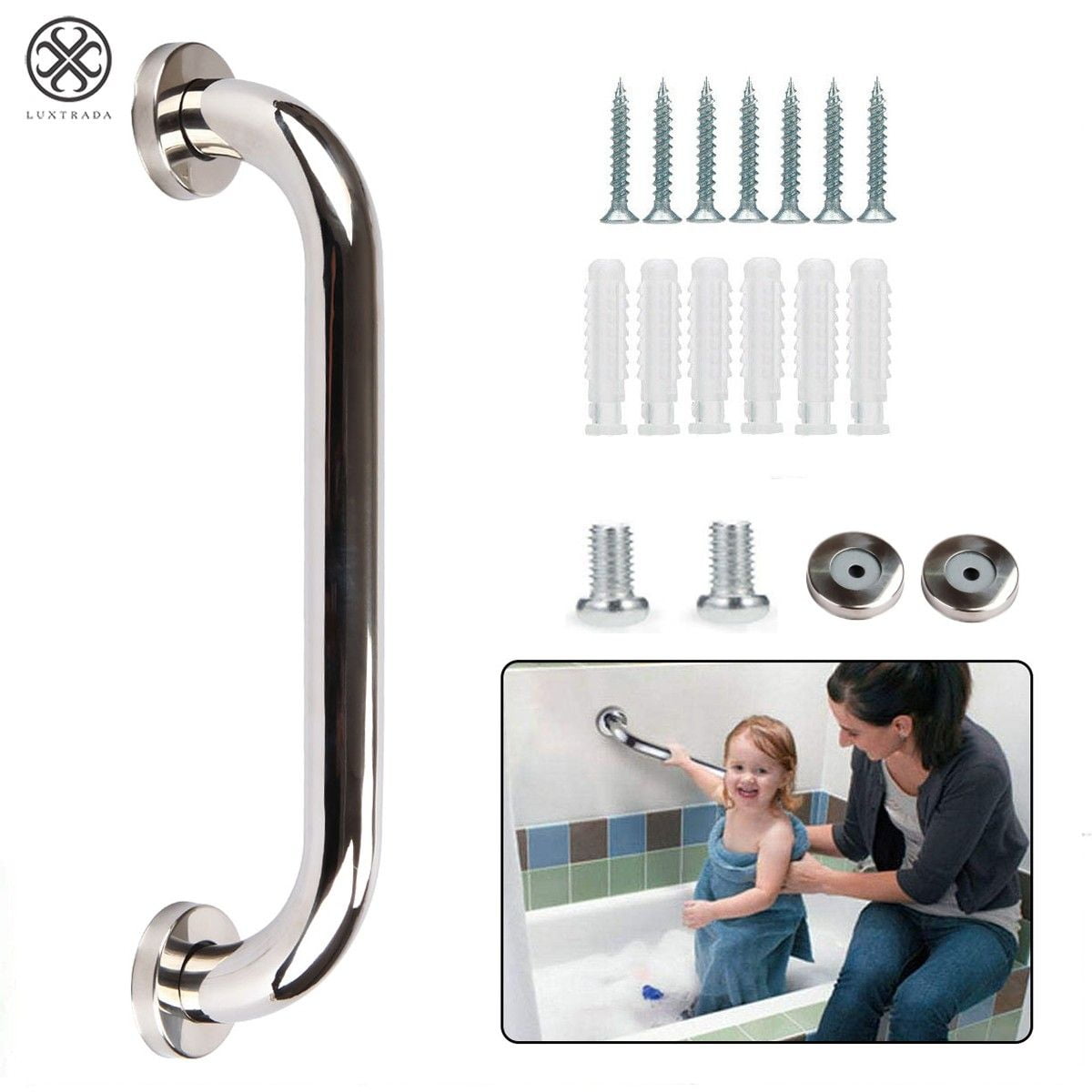 Luxtrada 1PCS 11.81in Thicken Stainless Steel Bathroom Handrail ...