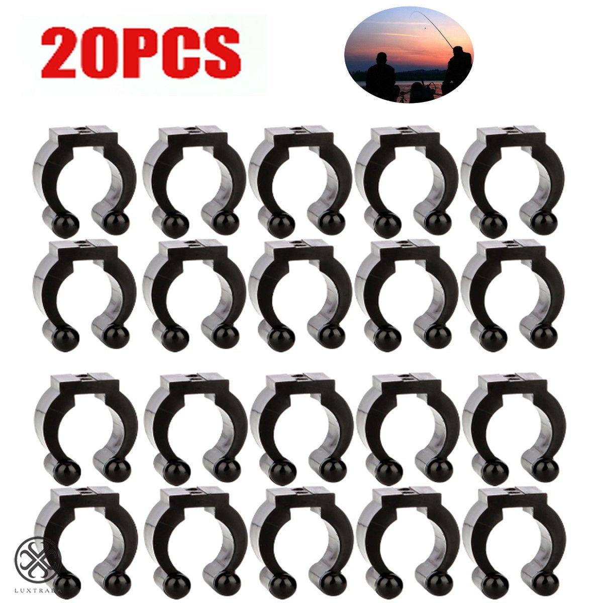 Luxtrada 20 PCS Black Fishing Rod Storage Clips, Wall Fishing Rod ...