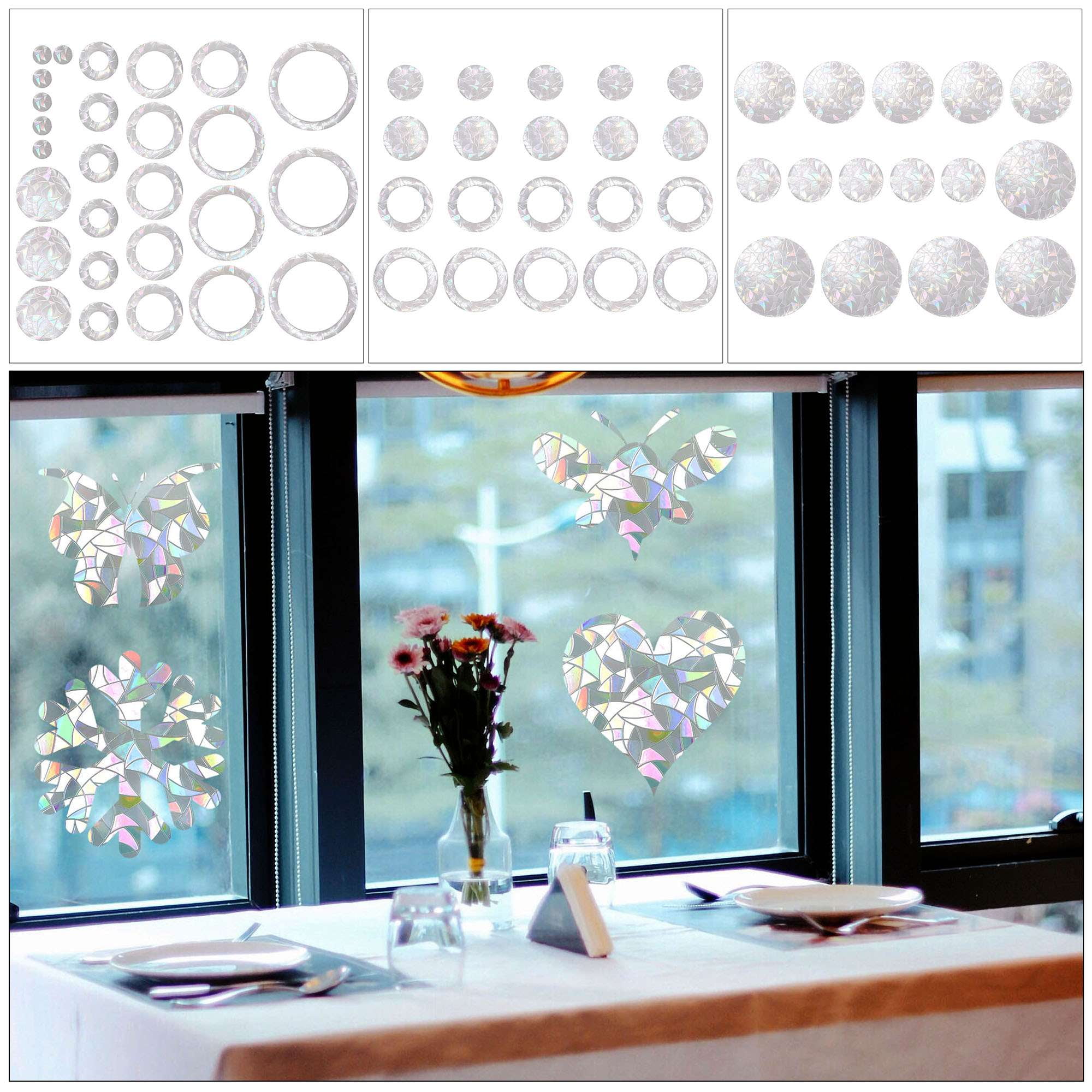 Luxtrada 20 Pieces Circle Window Clings - Anti-Collision Window Decals ...