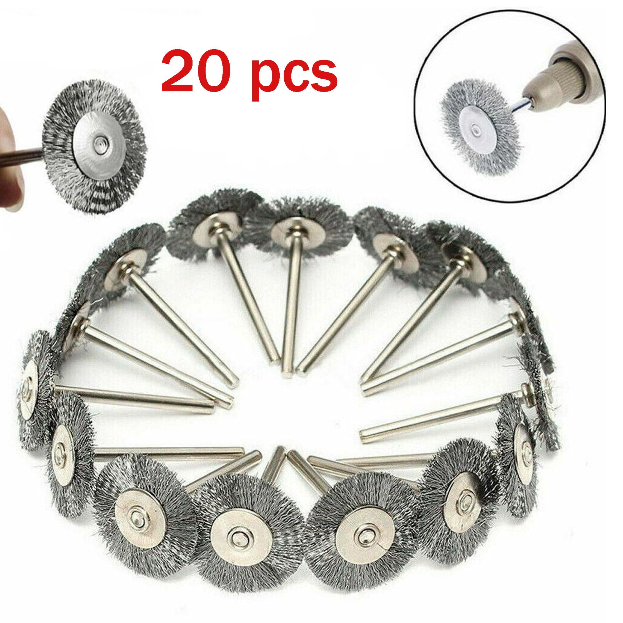Luxtrada 20pc Stainless Steel Wire Brush Fit Dremel Rotary Tool Die ...