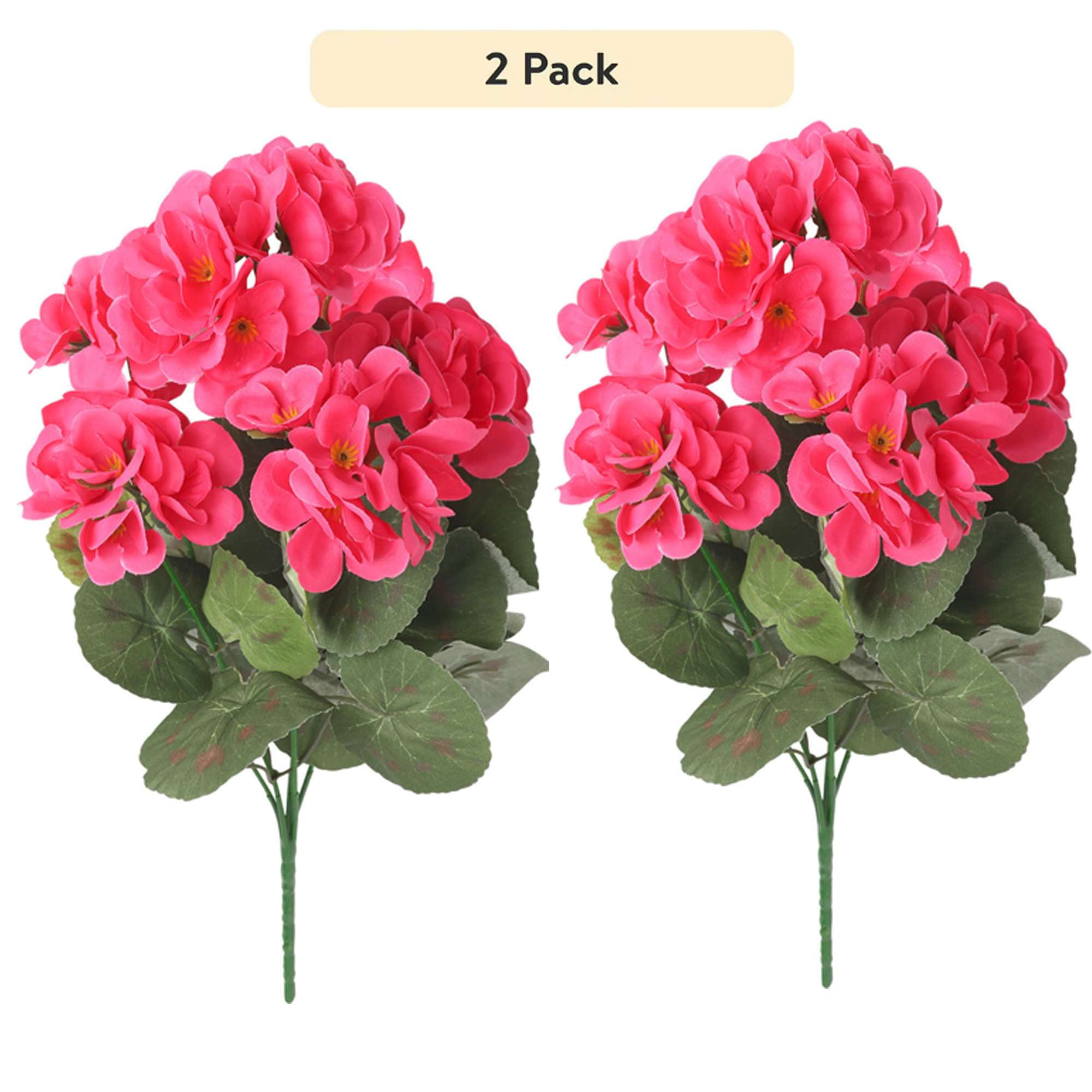 Luxtrada 2PCS 14.2'' Artificial Geraniums Silk Flowers Plants Home ...