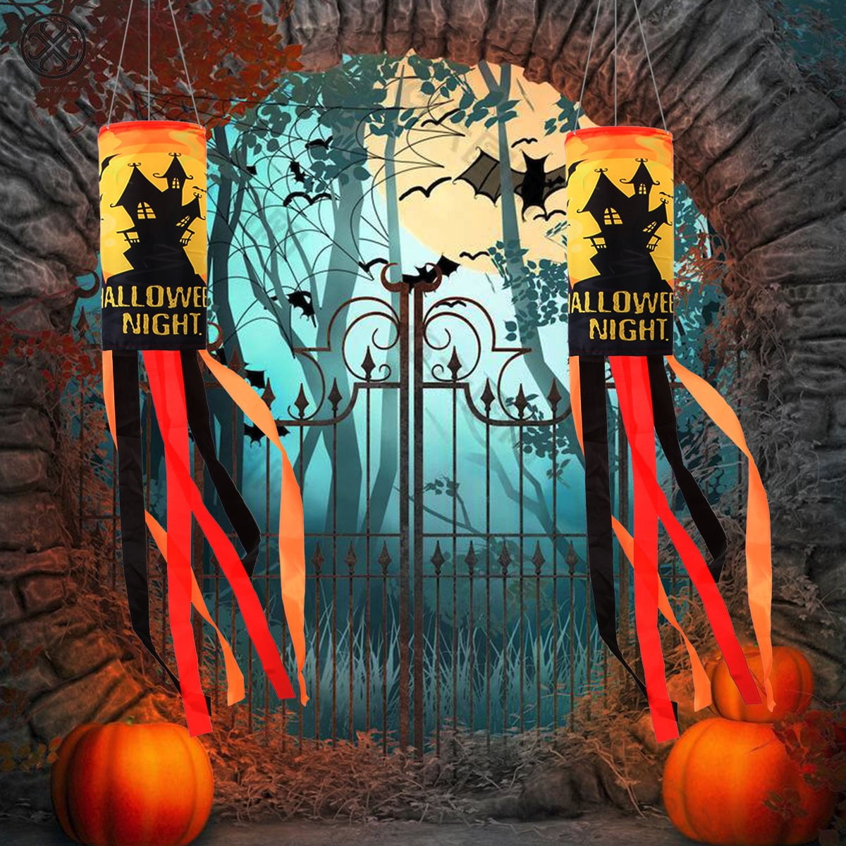 Luxtrada 2Pack 40 Inch Halloween Pumpkin Ghost Windsock Flag, Halloween ...