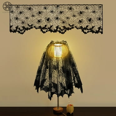 COOLL Halloween Bat Cobweb Lamp Shade Cover Lace Ribbon Curtain ...