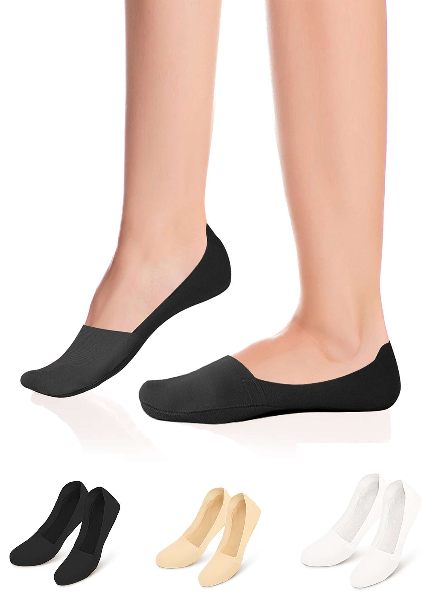 Luxtrada 3 pairs Women No Show Socks Ultra Low Cut Liner Socks Ice ...