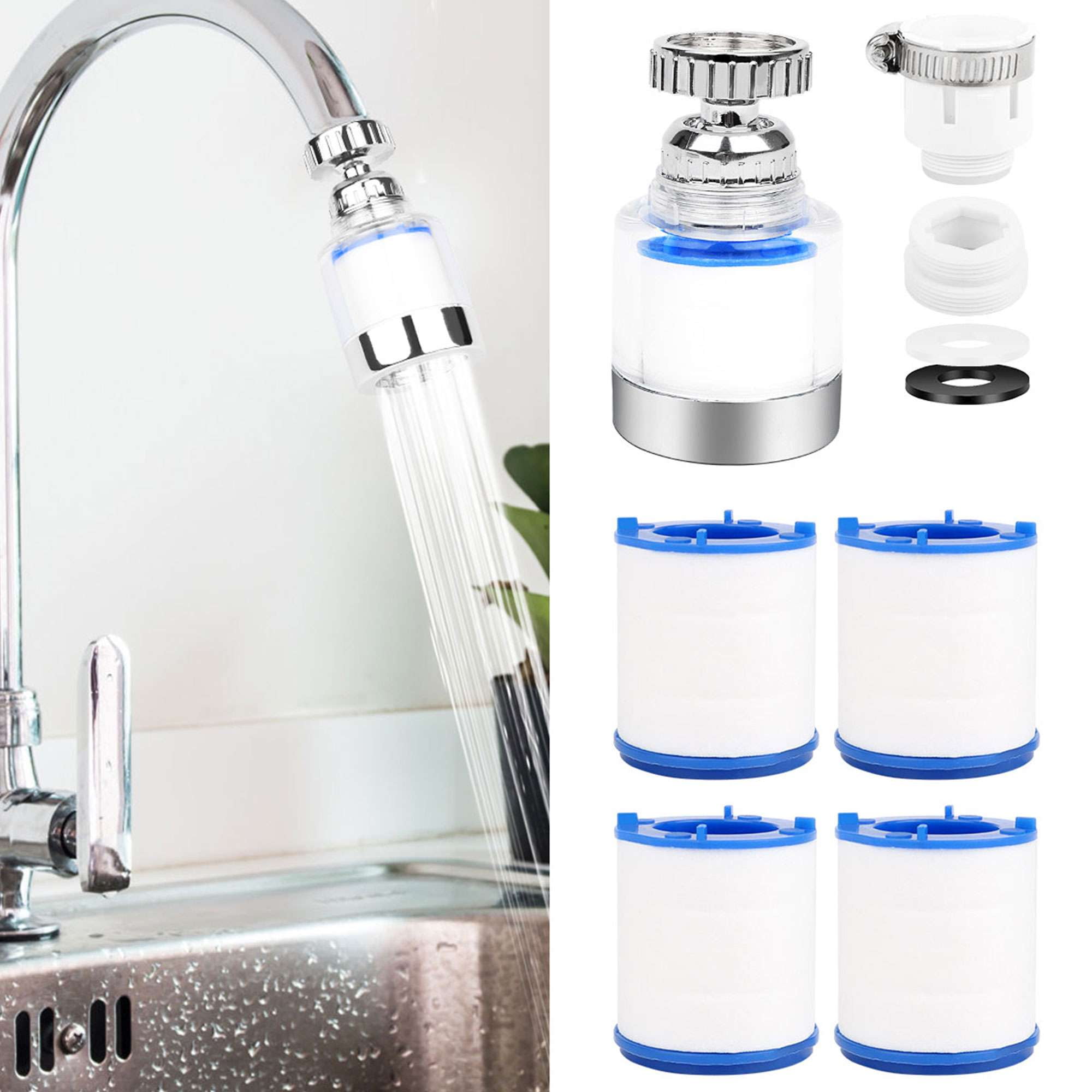 Luxtrada 360° Rotating Sink Water Filter, Kitchen Bathroom Universal ...