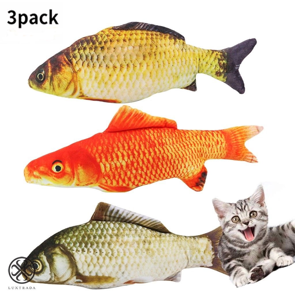 Luxtrada 3PCS/Set Catnip Toys Kitten Toys Cat Toy Fish Plush Fishes ...