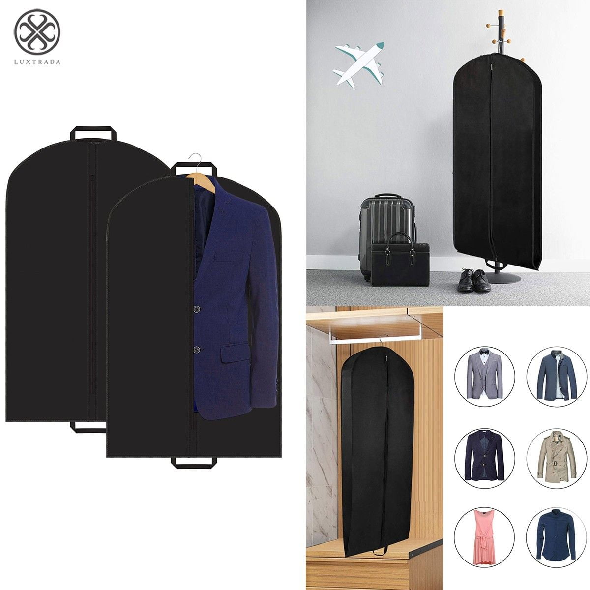 Luxtrada 40" Garment Bag Hanging Suit Carrier Cover - Suit Travel Bag ...