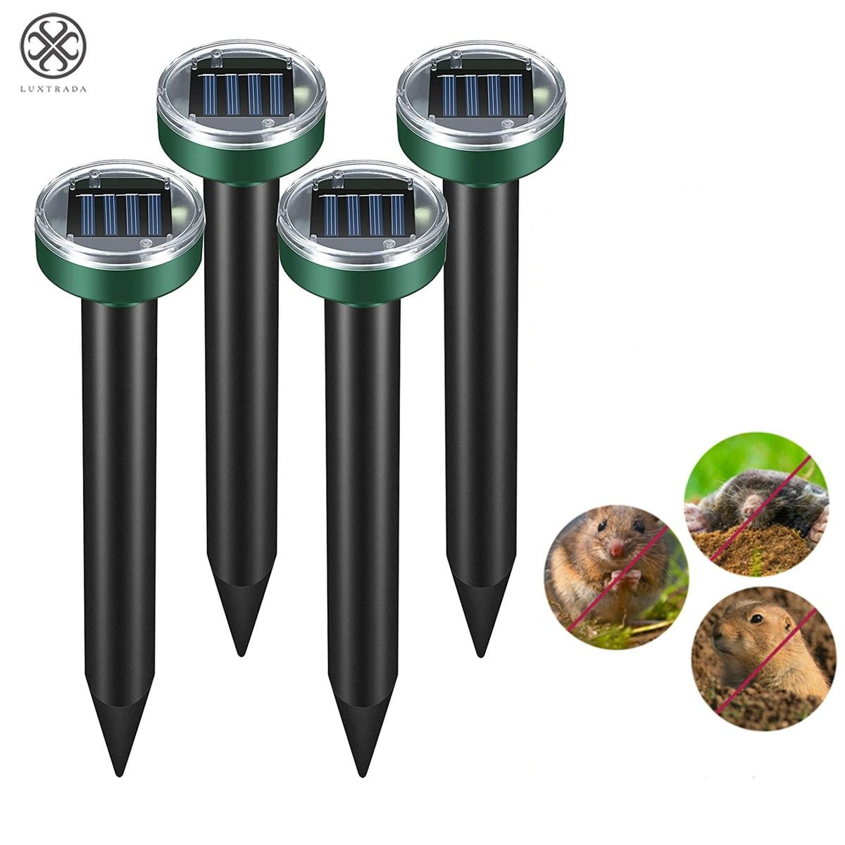 Luxtrada 4PCS Solar Power Ultrasonic Sonic Mouse Gopher Mole Pest ...
