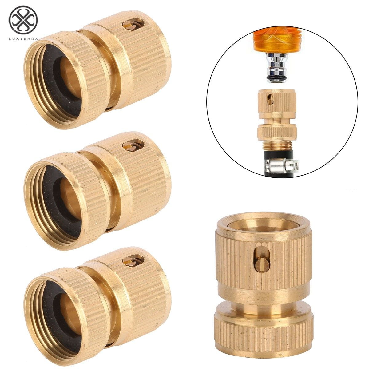 Luxtrada 4pcs Garden Water Hose Quick Tube Female Connector Adapter ...