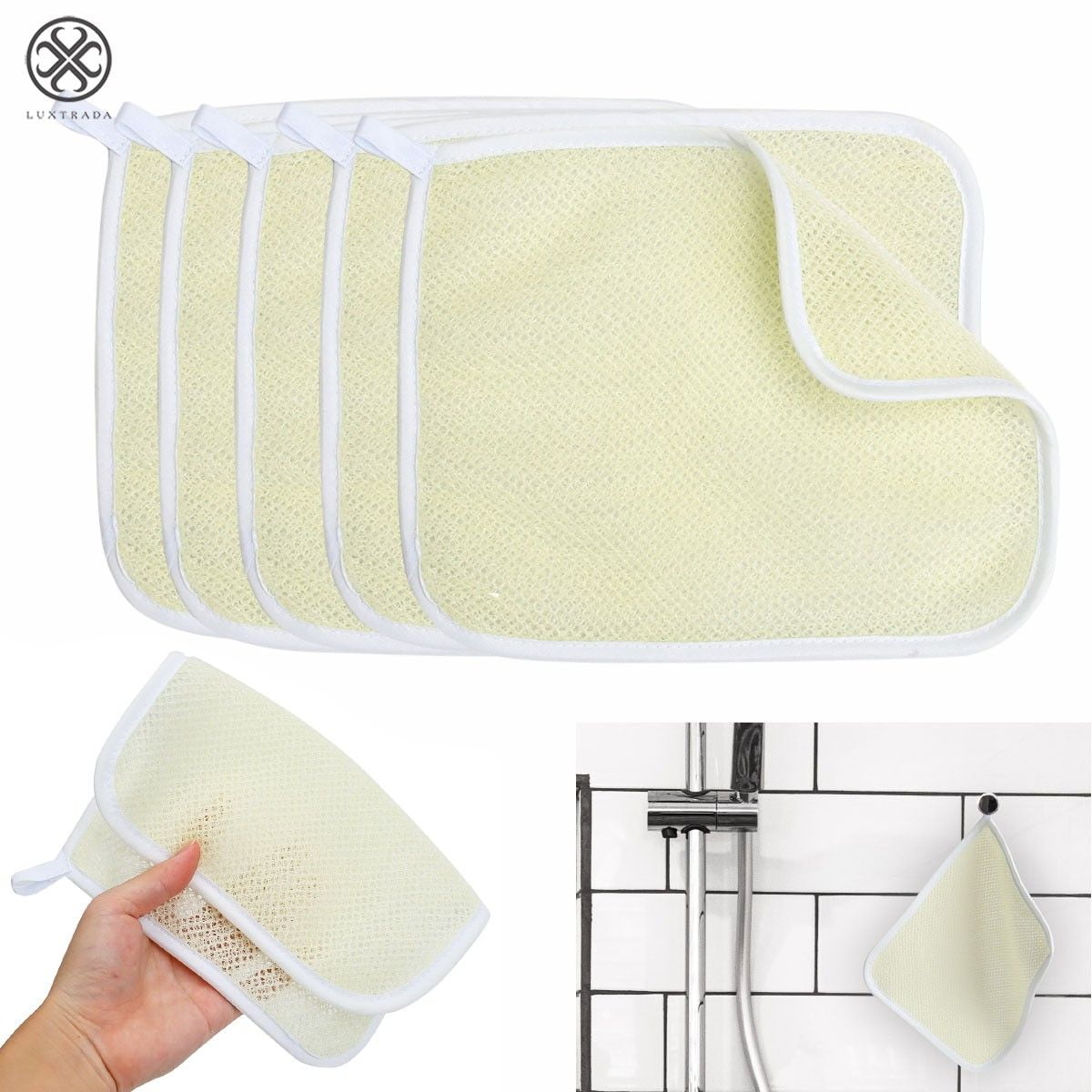 Luxtrada 5-Pack Skin Wash Cloth, Exfoliant Bathing Exfoliator, Soft ...