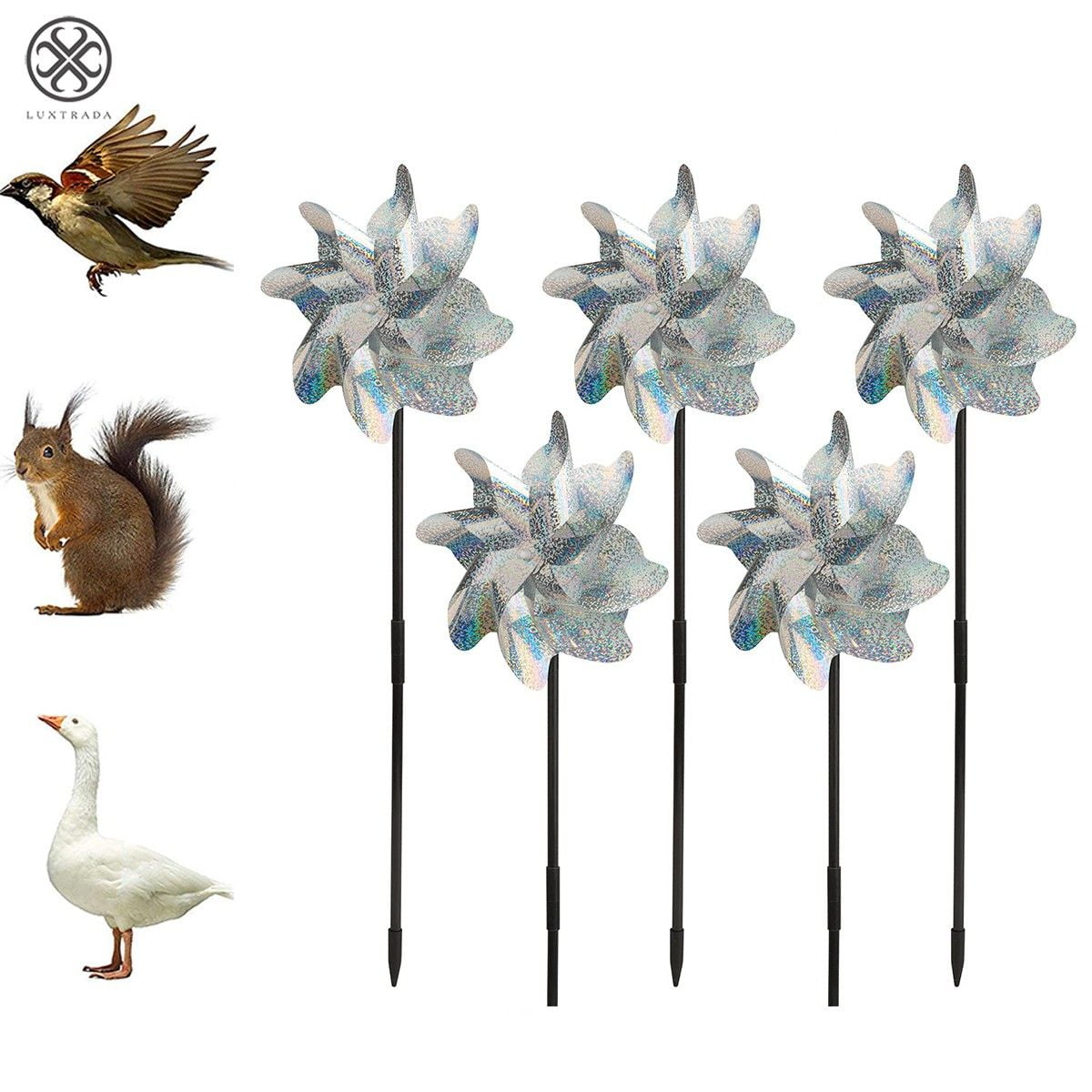 Luxtrada 5 Pack Reflective Pinwheels with Stakes, Extra Sparkly Pin ...