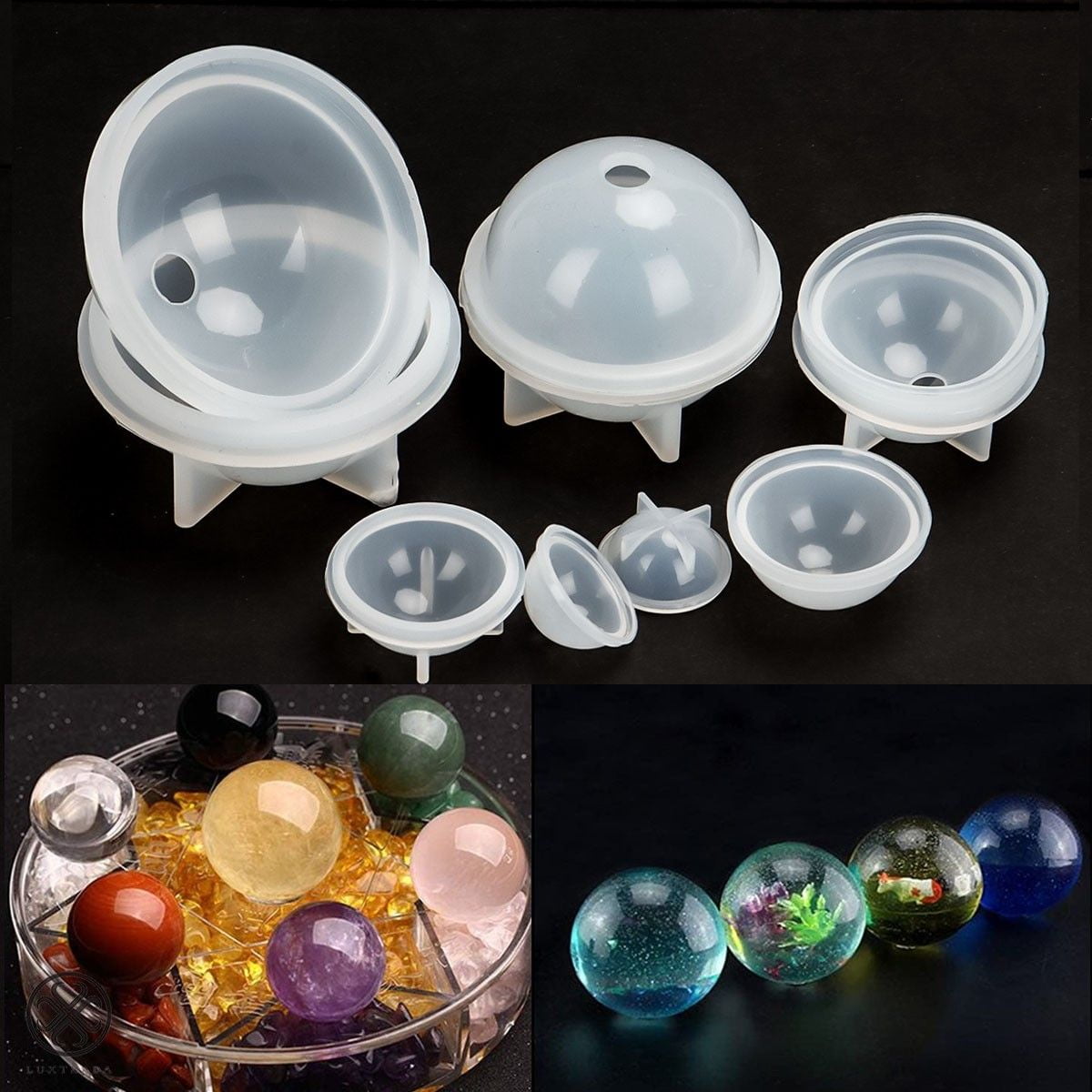 Luxtrada 5PCS/Set Silicone Resin Casting Mold DIY Round Epoxy Mould ...