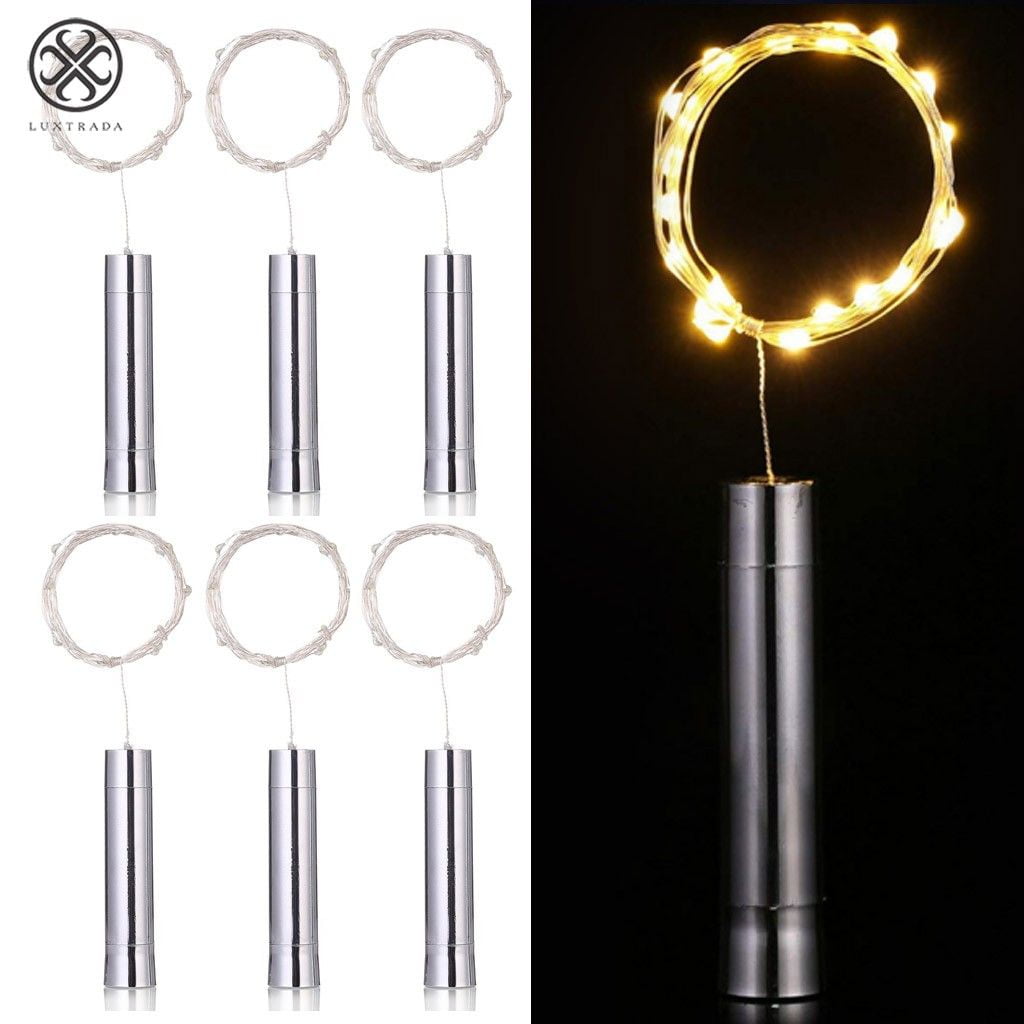 Luxtrada 6pcs 15 LEDs 3 Colors Wine Bottle Cork Light Starry Copper ...