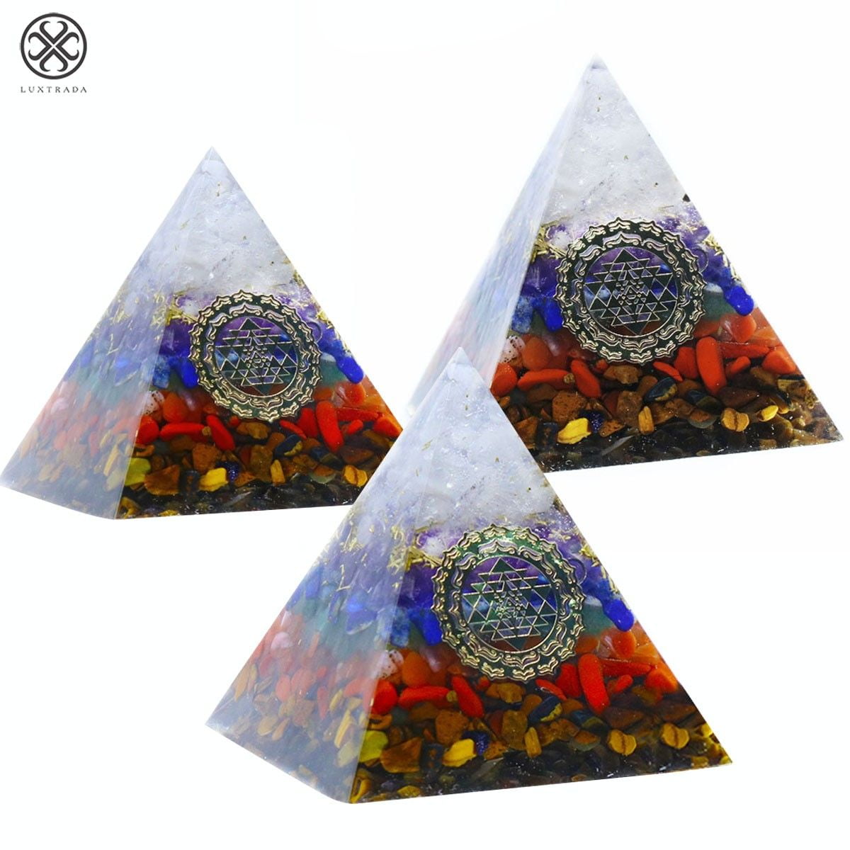 Luxtrada 7 Healing Crystals Orgone Energy Generator Orgone Pyramid for ...