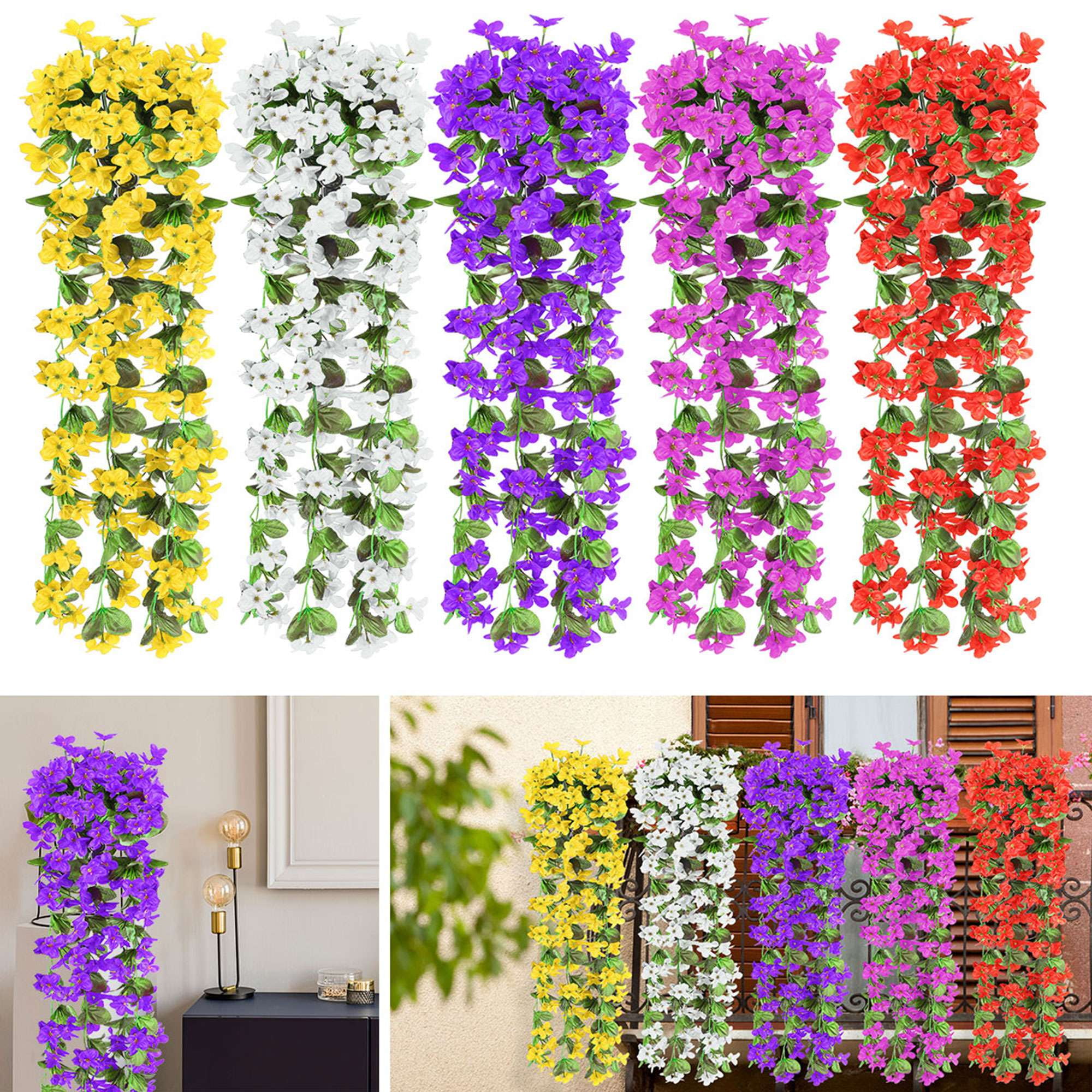 Luxtrada Artificial Fake Hanging Flowers Vine Plant Home Garden Decor ...