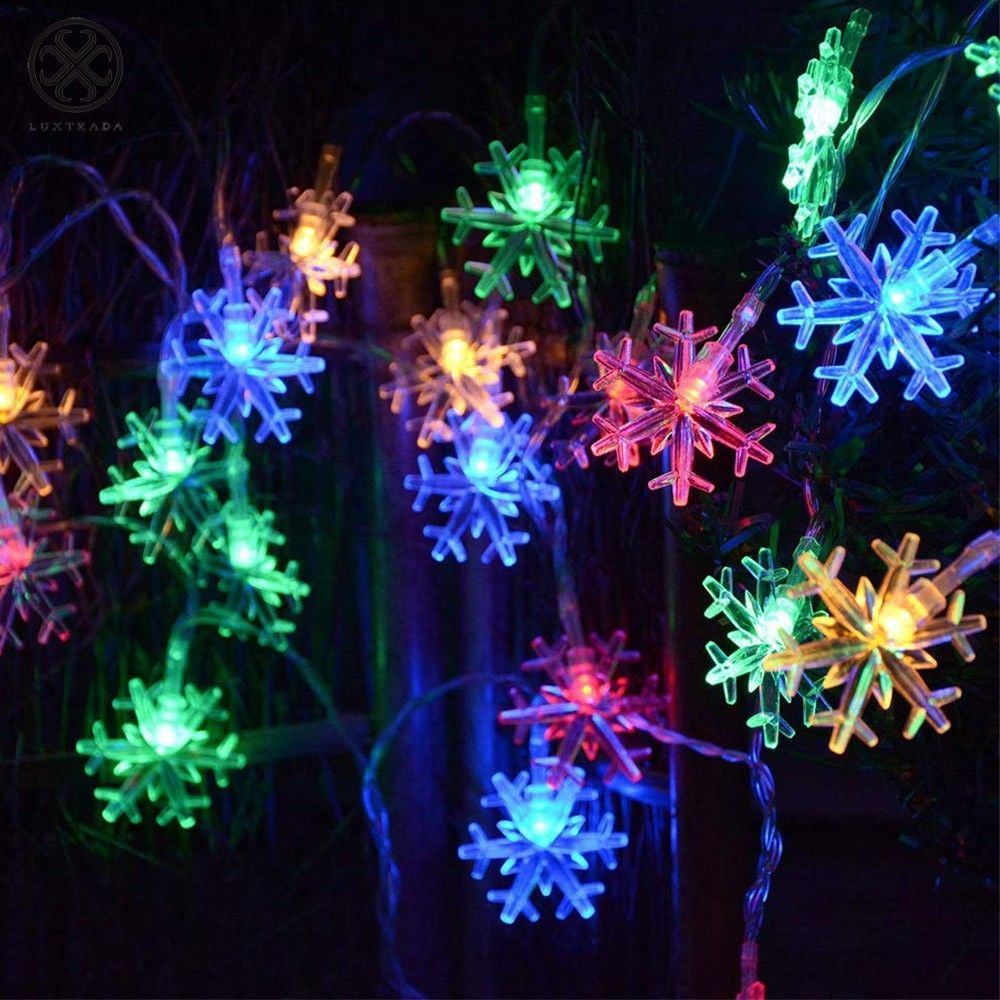 Luxtrada LED Christmas String Lights, Snowflake Design, Colorful Icicle ...