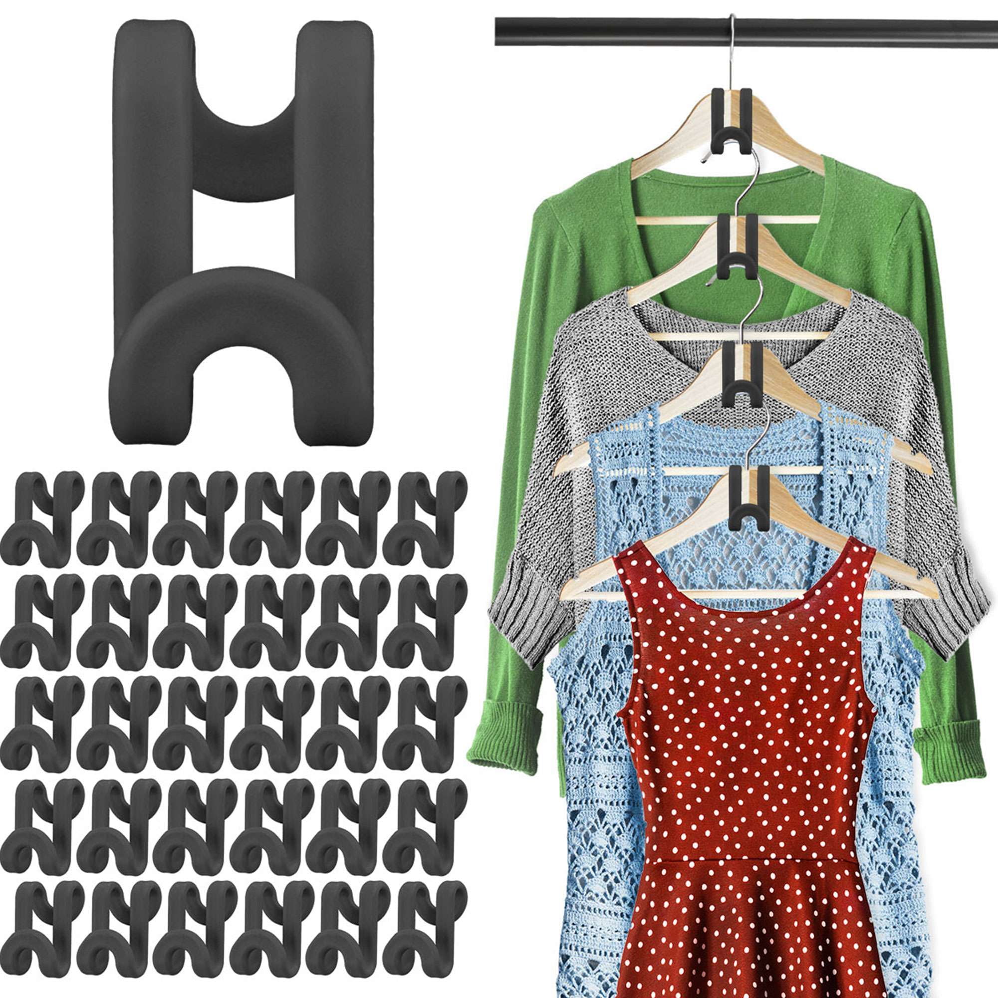 Luxtrada Clothes Hanger Connector Hooks 30 PCS, Hanger Extender Clips ...