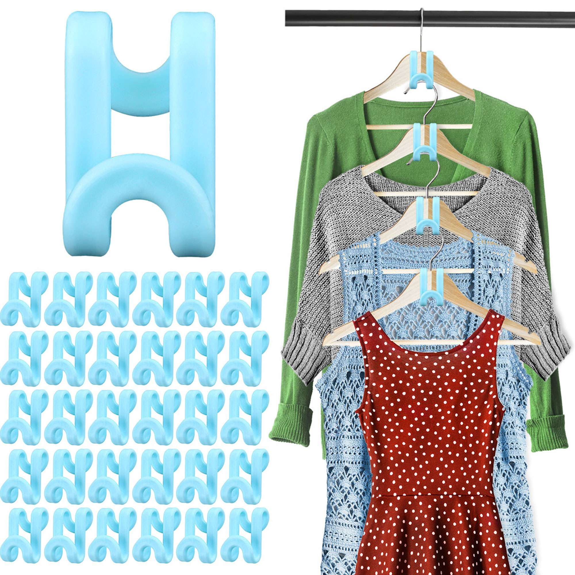 Luxtrada Clothes Hanger Connector Hooks 30 PCS, Hanger Extender Clips ...