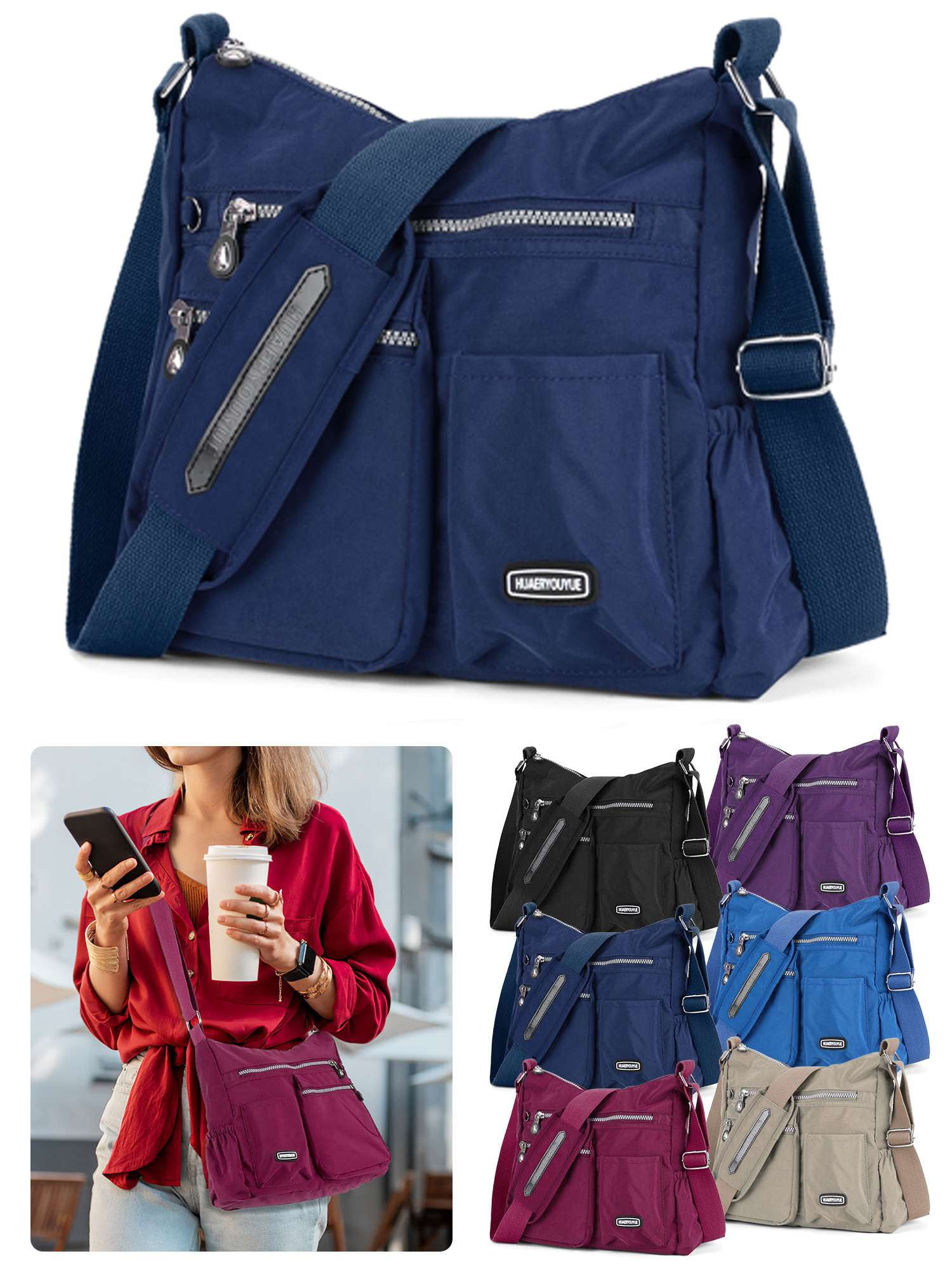 Luxtrada Women's Nylon Lightweight Water Resistant Shoulder Bag with ...