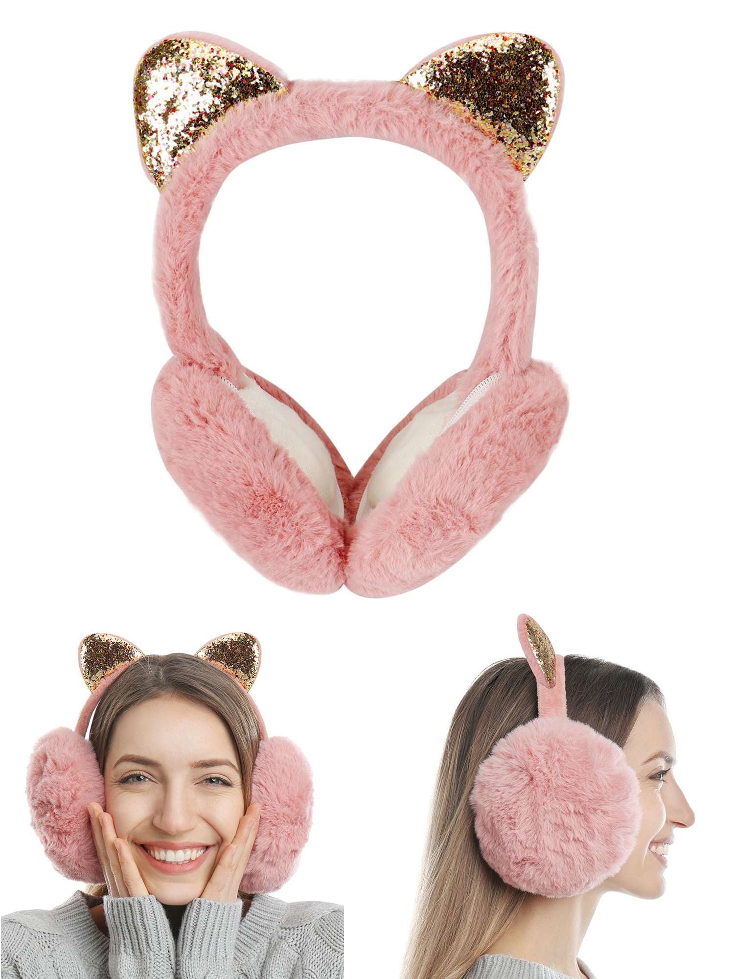 Luxtrada Cute Earmuffs Winter Warm Outdoor Ear Covers Earwarmer (Pink) - Walmart.com