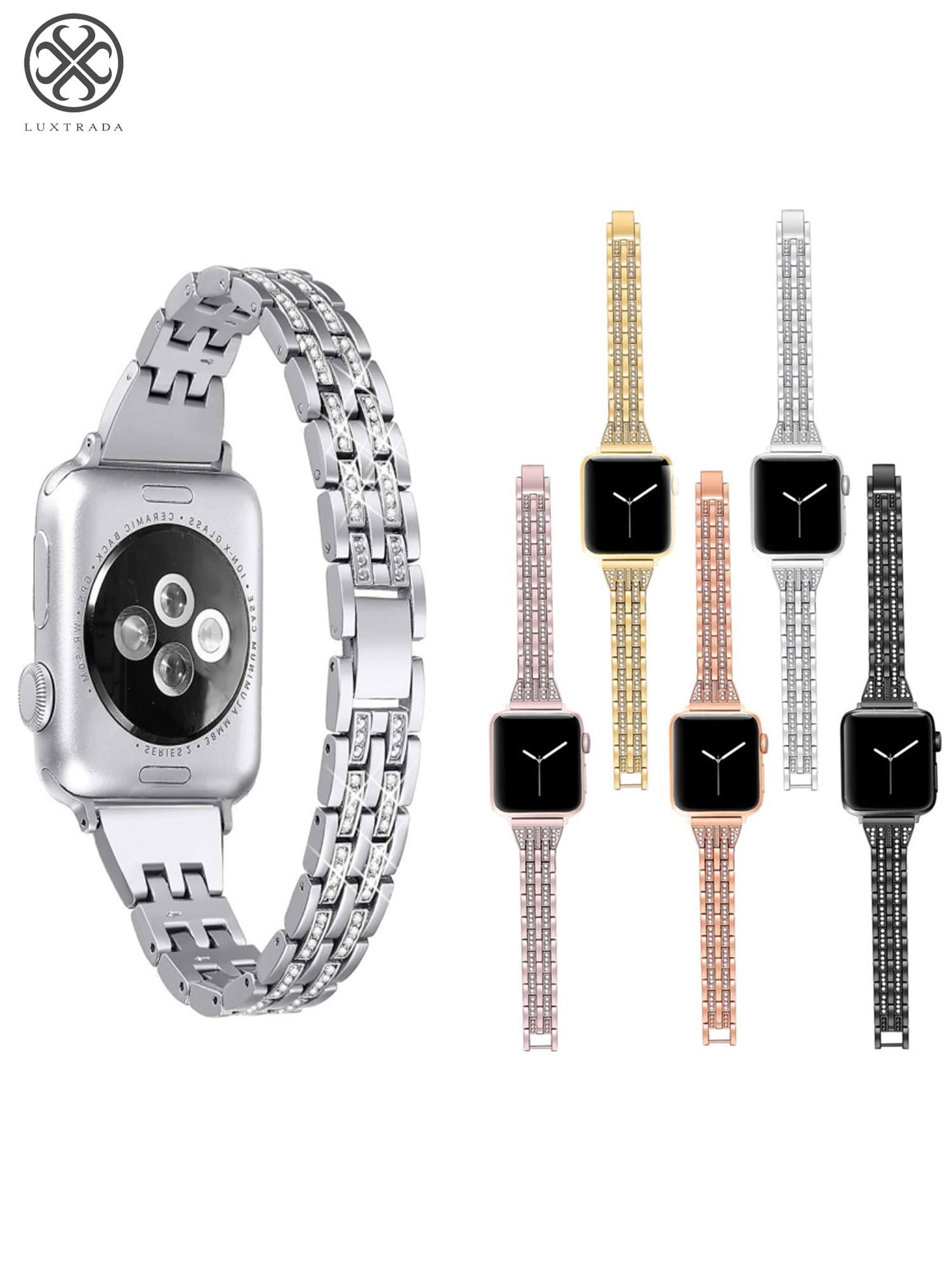 Luxtrada Diamond Rhinestone Metal Strap Wrist Replacement iWatch Bling ...