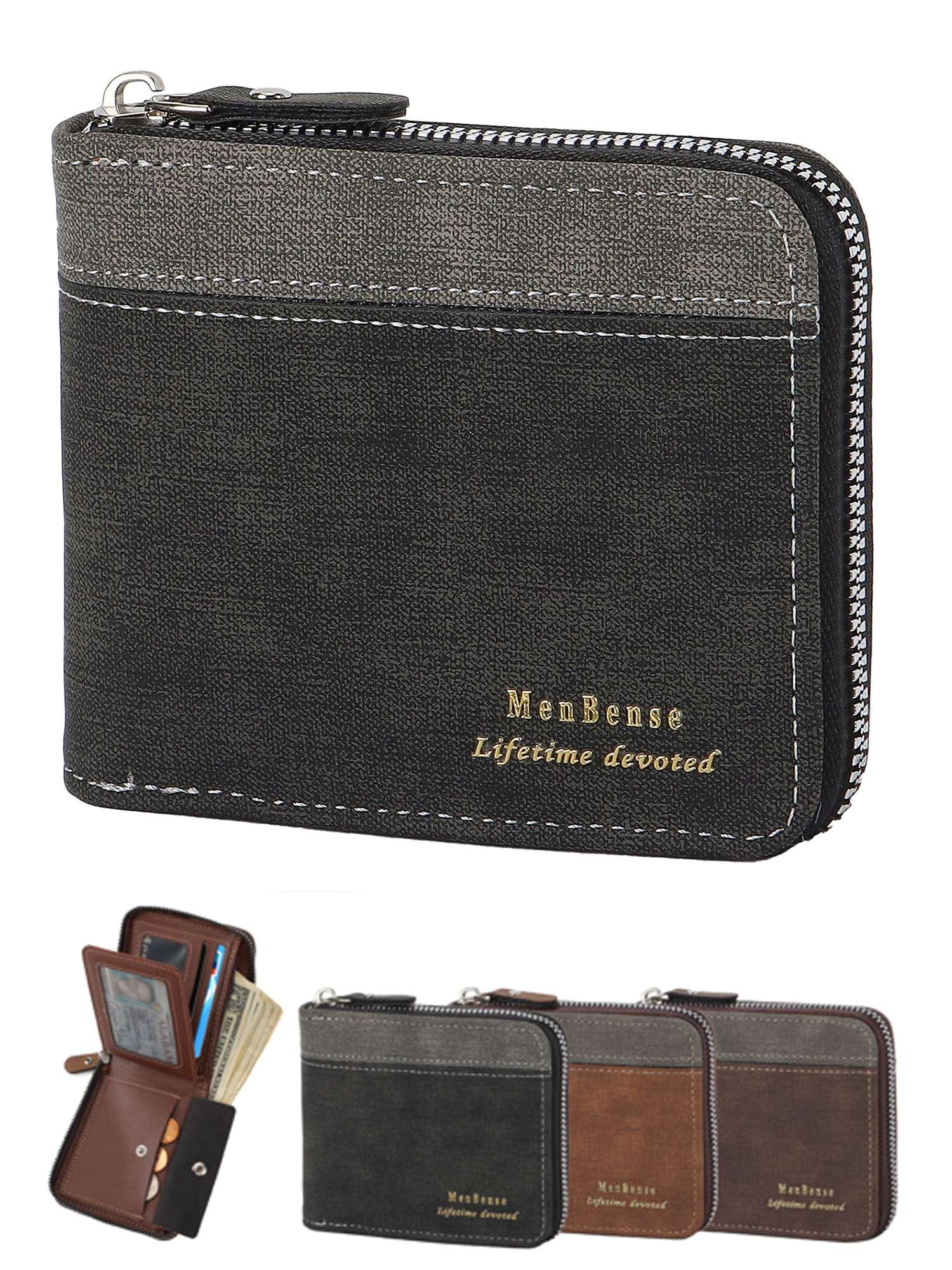 Luxtrada Genuine Leather Wallet Coin Pocket for Men Large Capacity ID ...