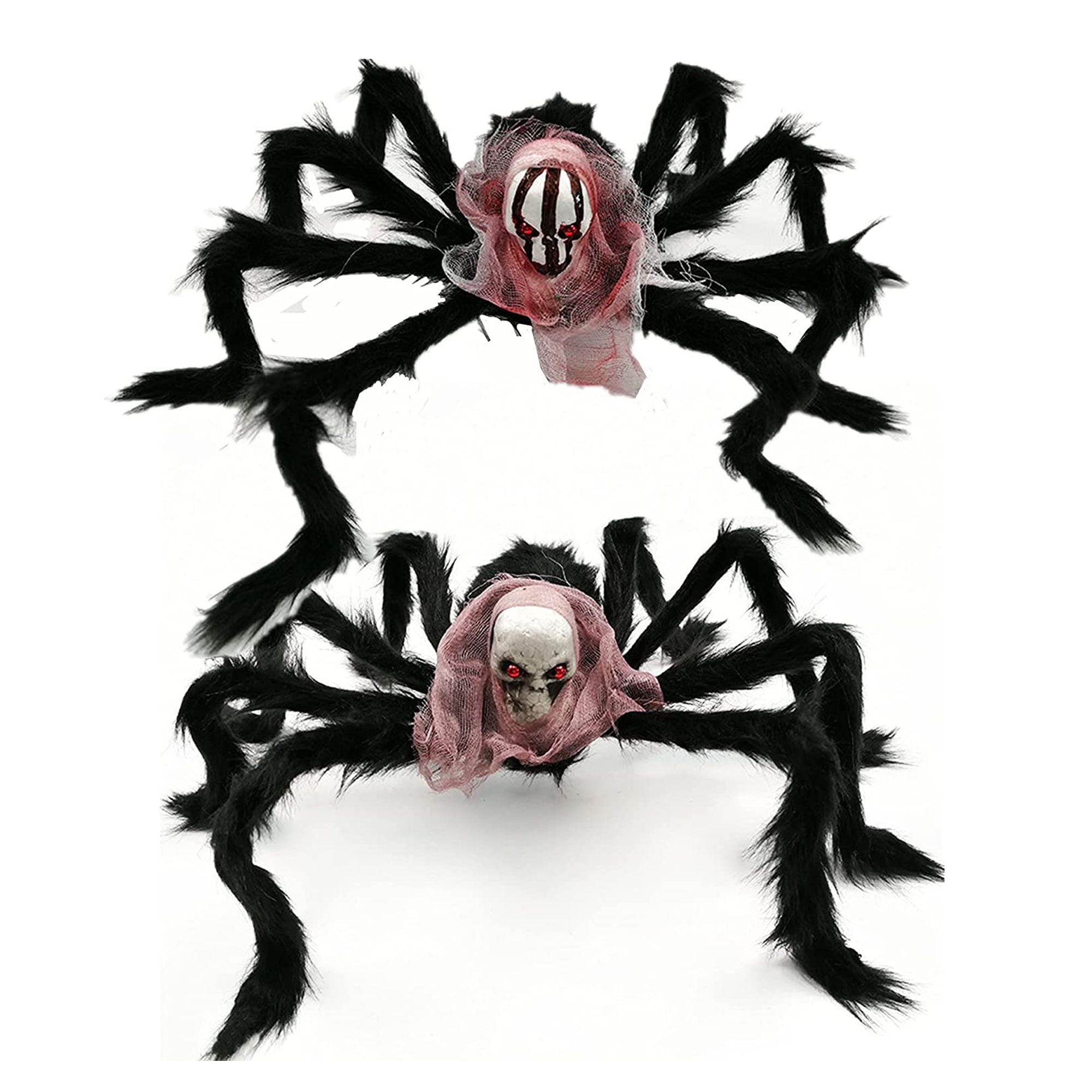Luxtrada Giant Hairy Skull Spider Halloween Decorations with Horror ...