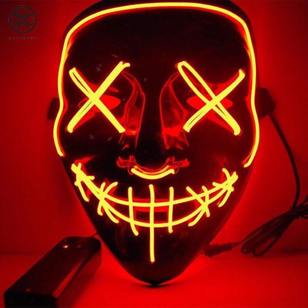 Luxtrada Halloween LED Glow Mask EL Wire Light Up The Purge Movie ...