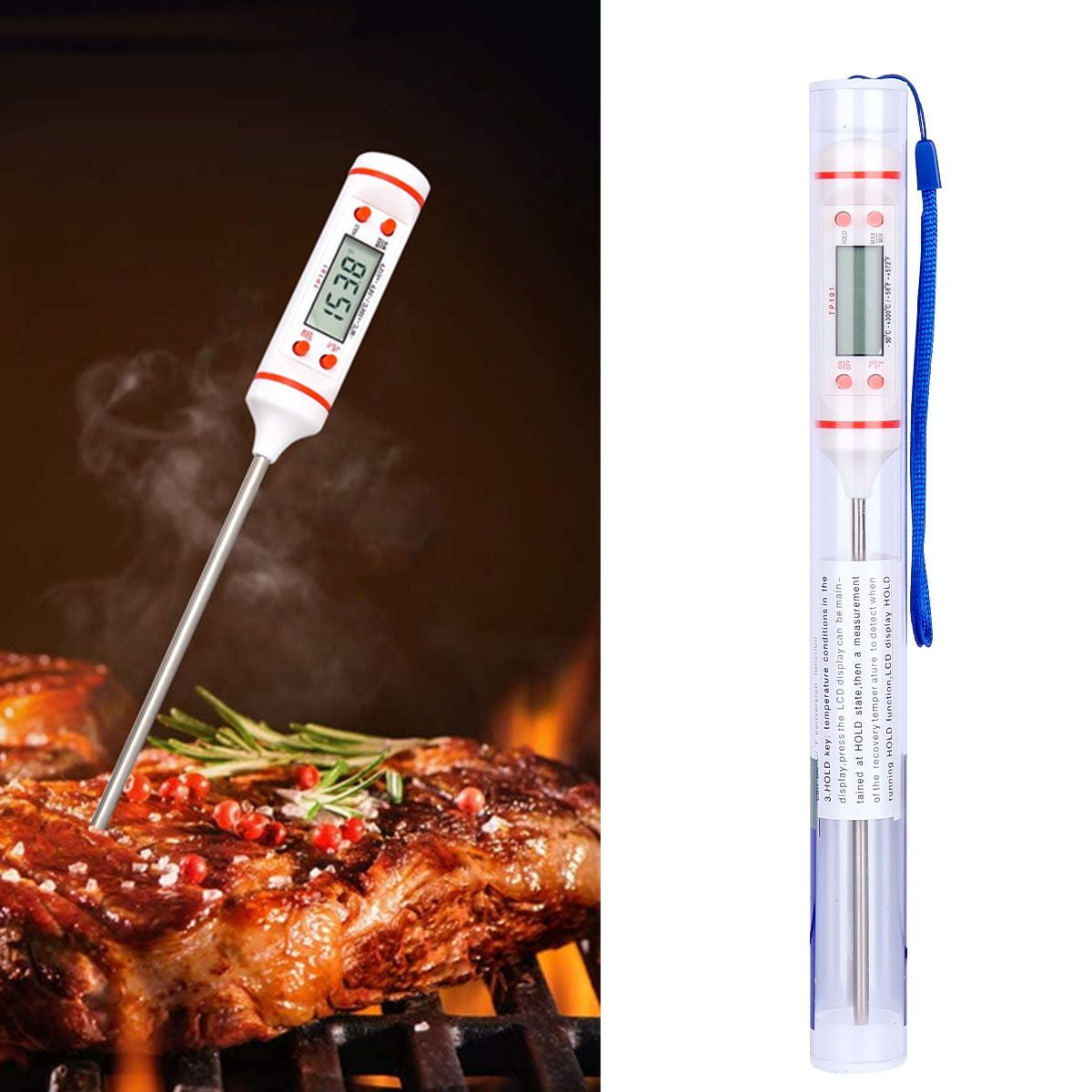 Luxtrada Instant Read Digital Electronic Kitchen Cooking BBQ Grill Food ...