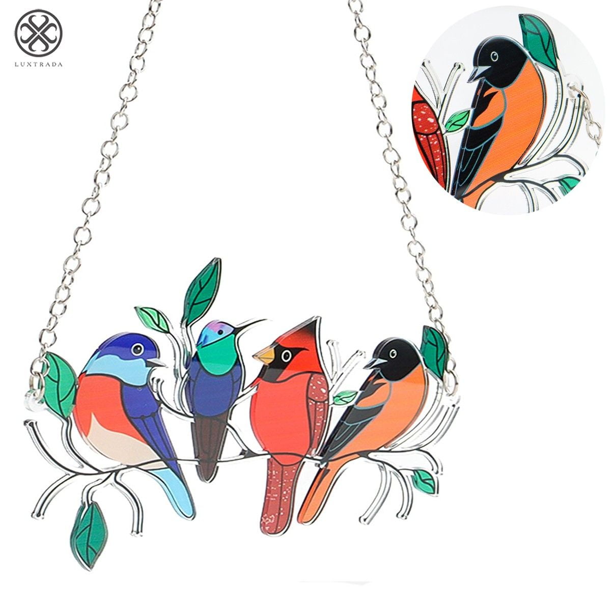 Luxtrada Multicolor Birds on a Wire High Stained Glass Suncatcher ...