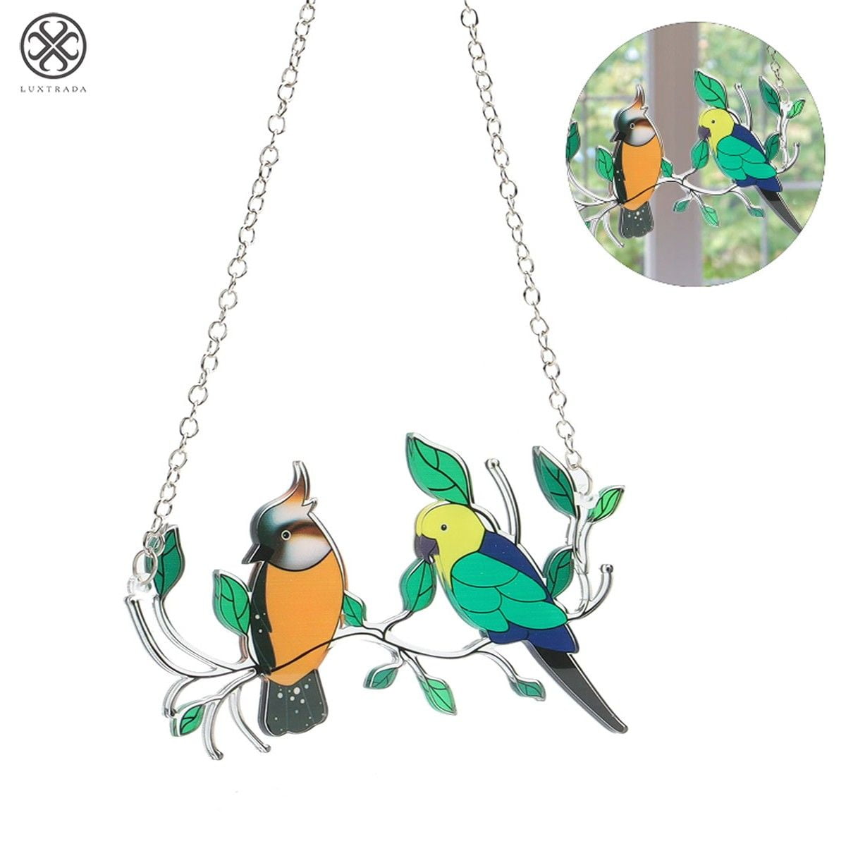 Luxtrada Multicolor Birds on a Wire High Stained Glass Suncatcher ...