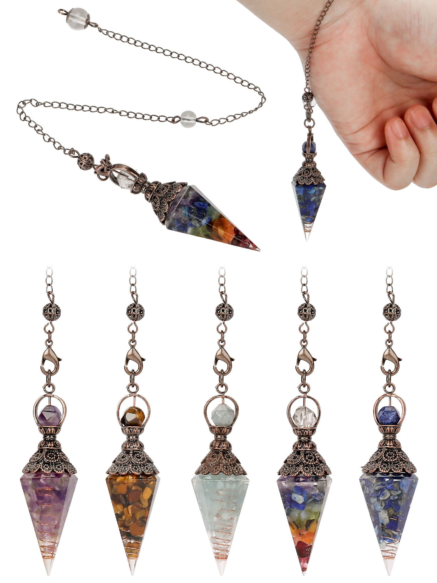 Luxtrada Natural Aquamarine Healing Crystal Pendulums Gemstone Chakra ...