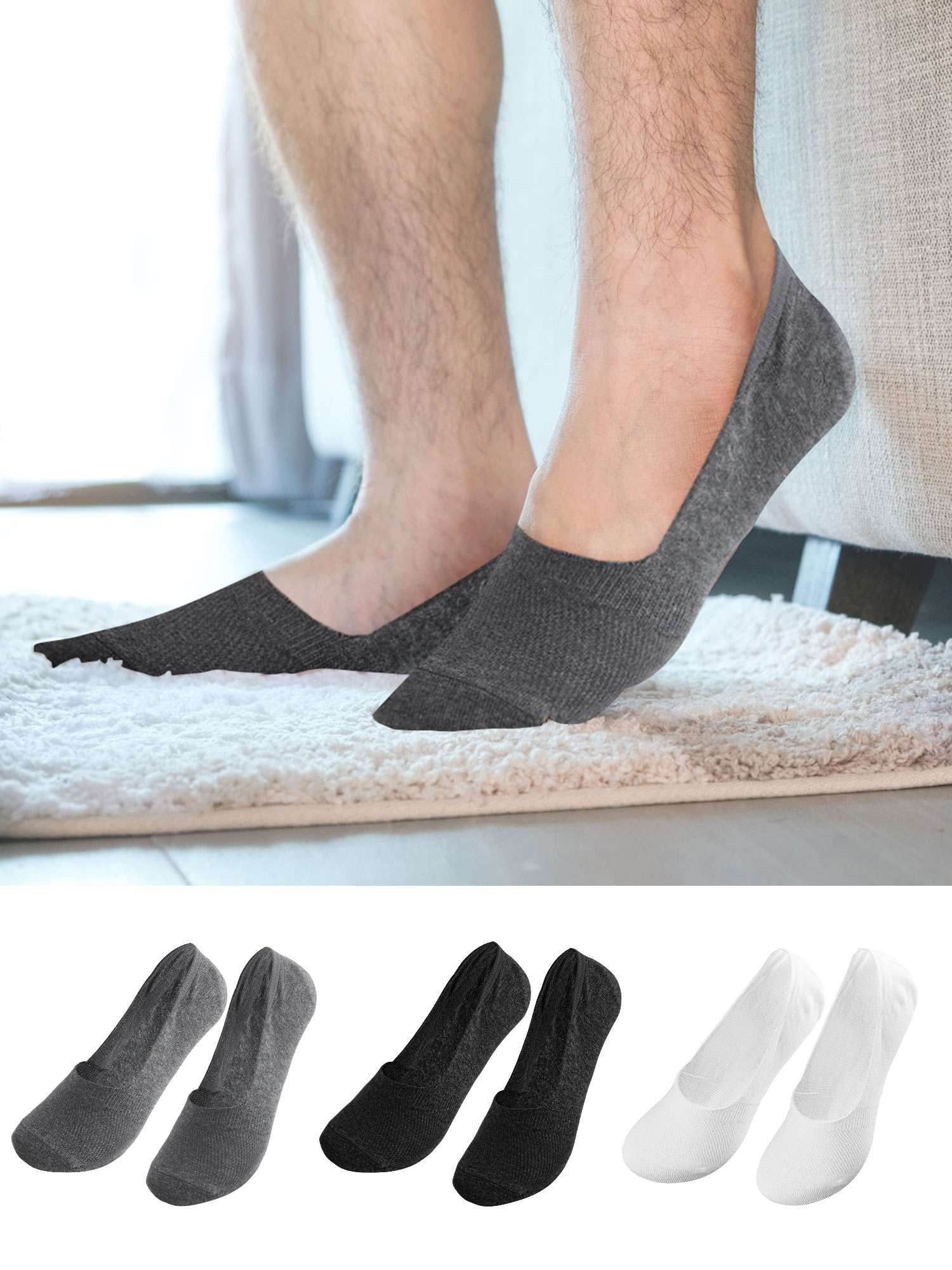 Luxtrada No Show Socks Men 6 Pairs Invisible Low Cut Socks Non Slip ...