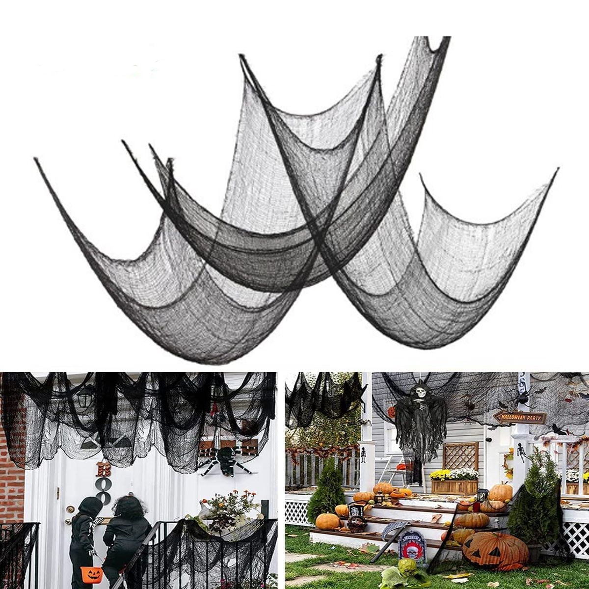 Luxtrada Pack of 3 Halloween Black Creepy Cloth Spooky Fabric Cloth for ...