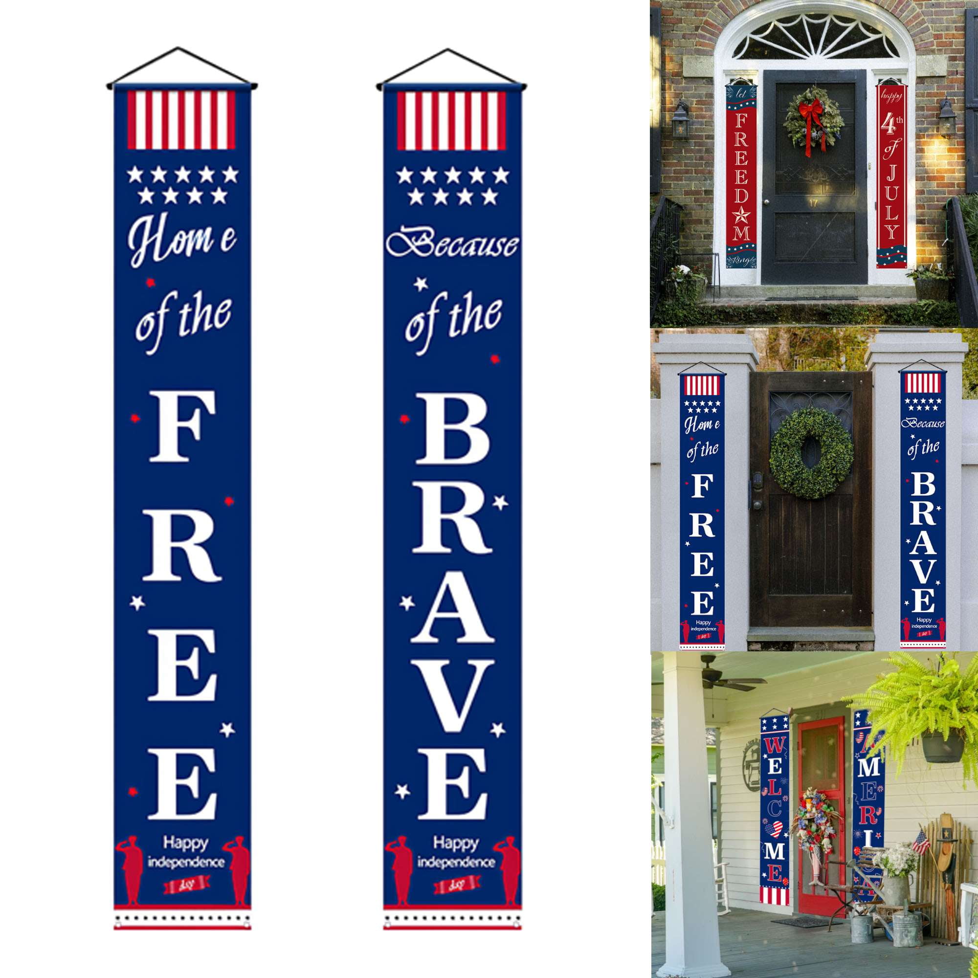 Luxtrada Patriotic Porch Sign Banners Veterans Day Decorations,AMERICA ...