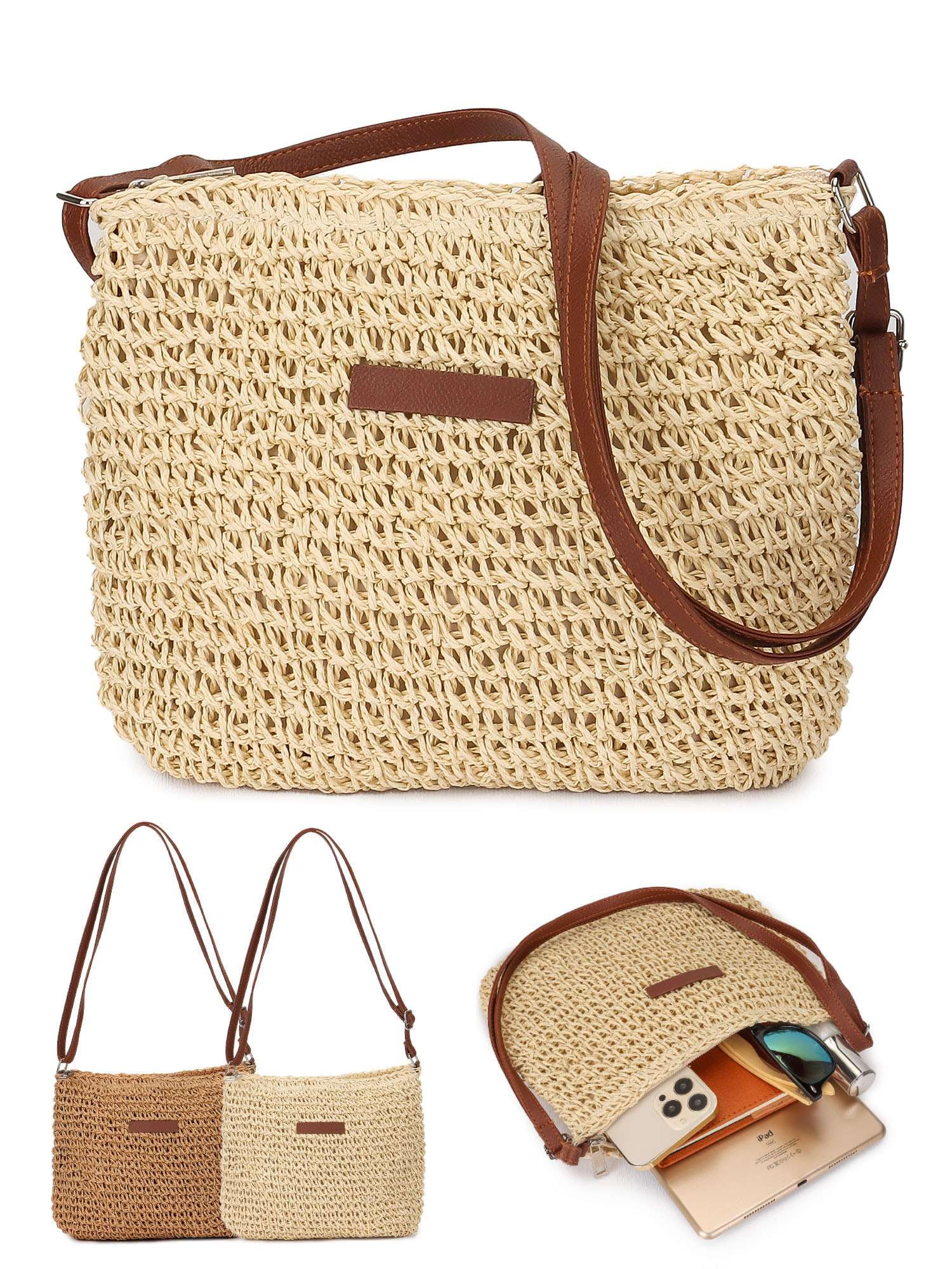Luxtrada Summer Straw Crossbody Bag Women Beach Woven Shoulder Handbag ...