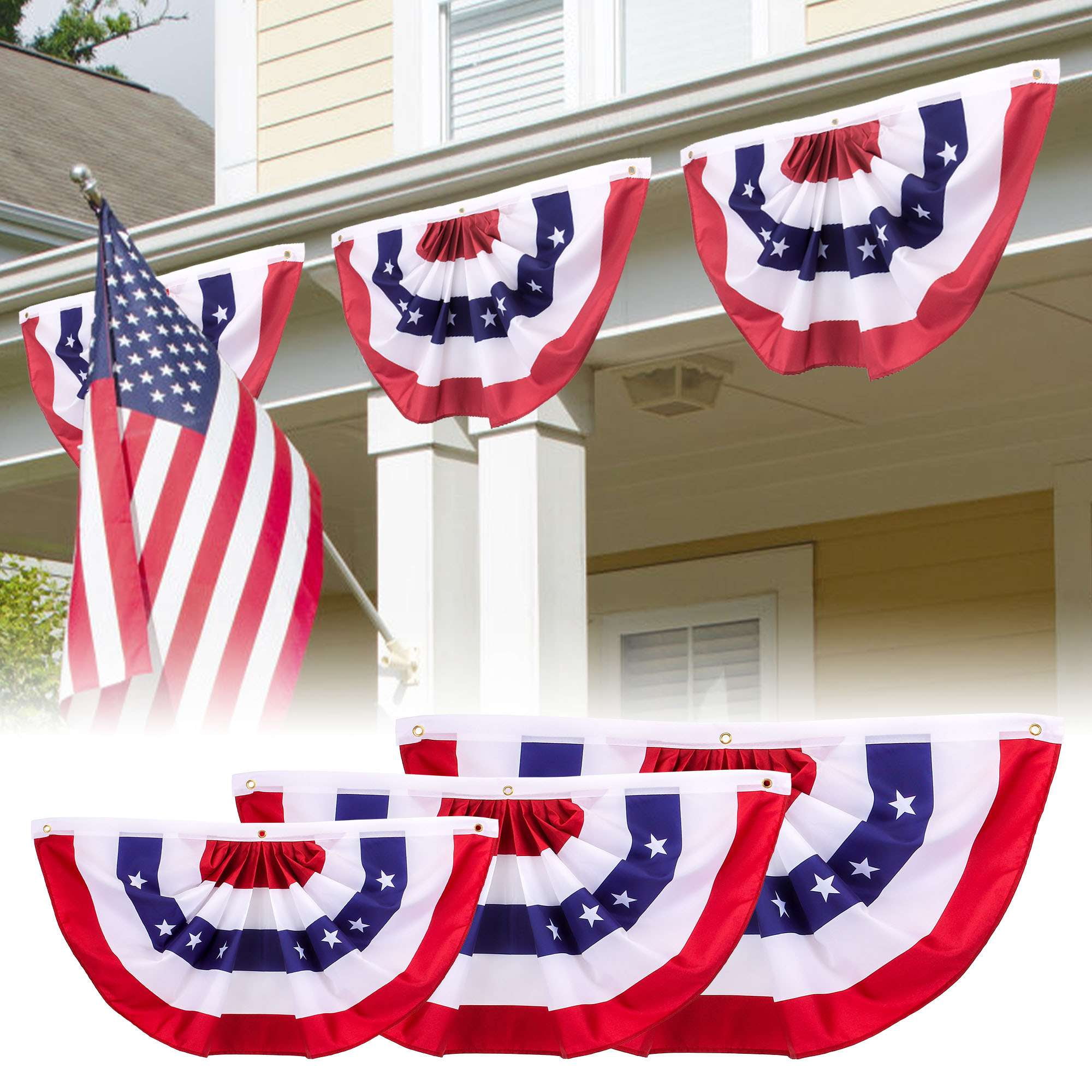 Luxtrada USA Pleated Fan Flag American US Bunting Flags - indoor ...
