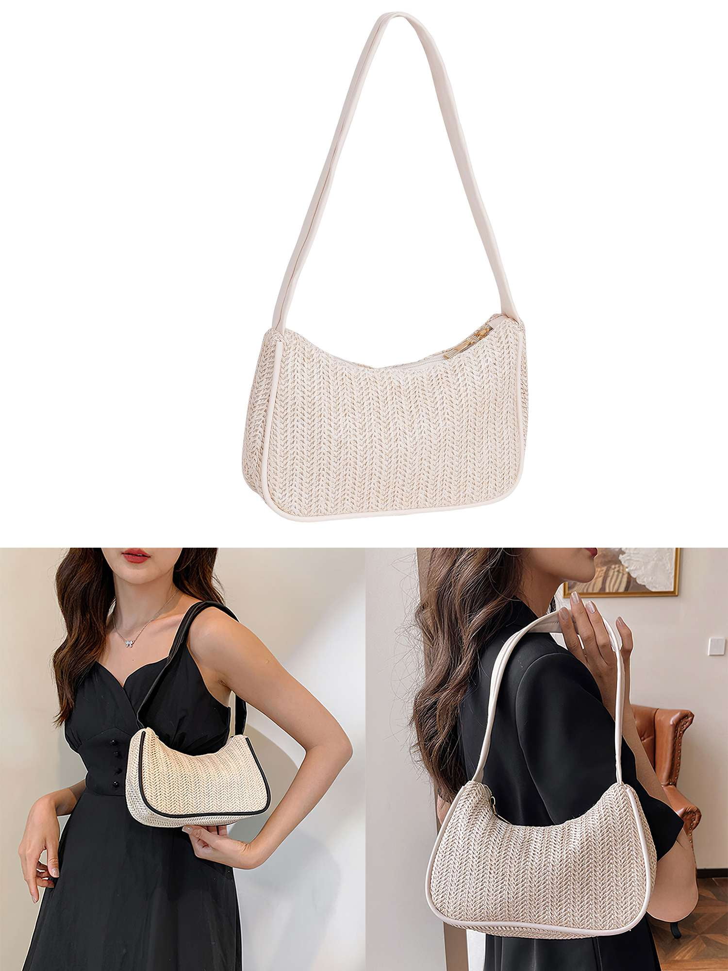Luxtrada Underarm Bag Armpit Bag Straw Bag Fashion Handbag for Women ...
