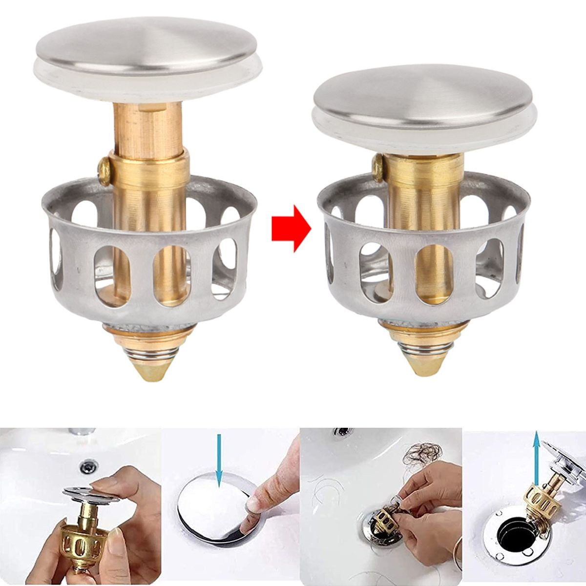 Luxtrada Universal Wash Basin Drain Filter, Pop Up Sink Strain Cover ...