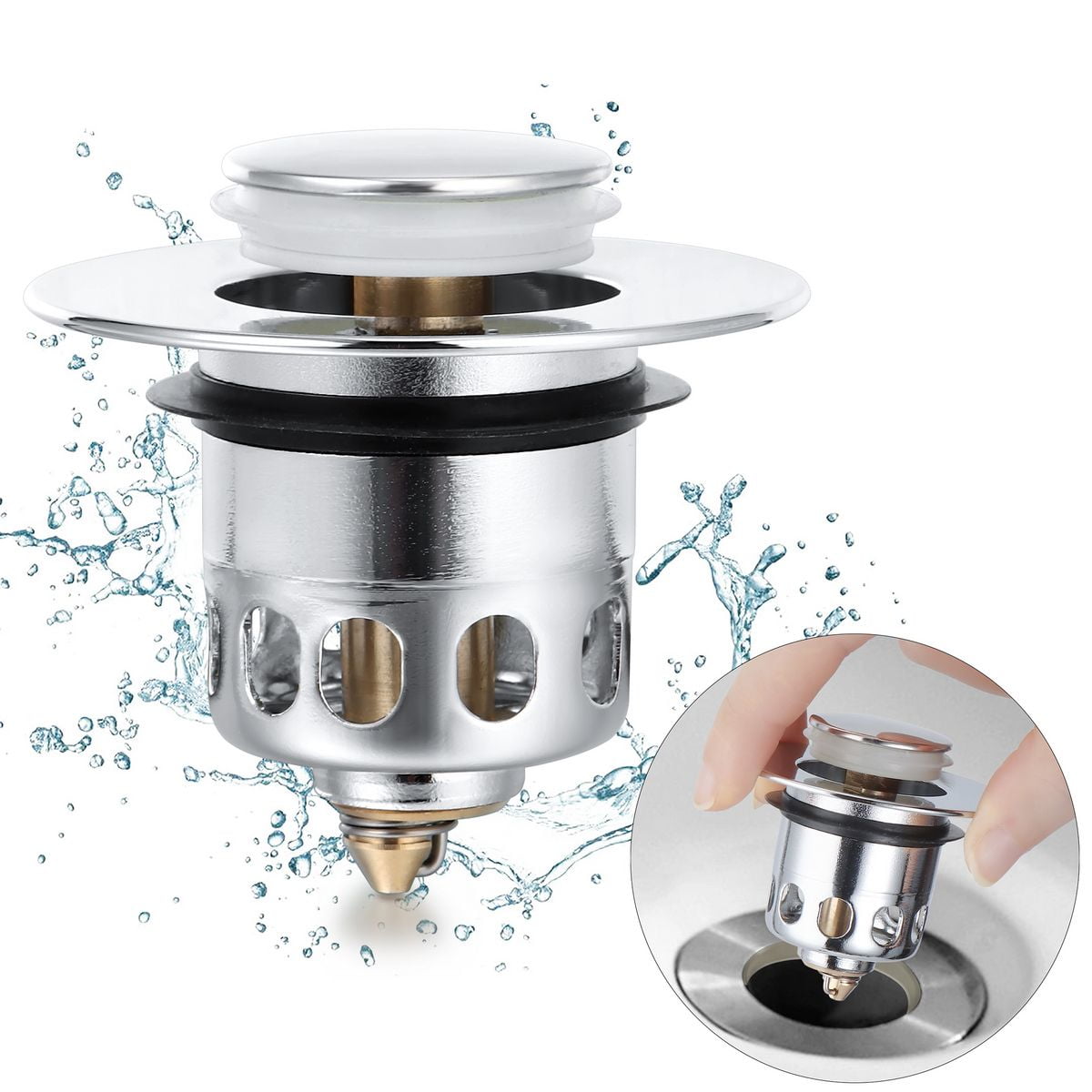 Luxtrada Waterproof Bathroom Sink Plug Stopper Wash Basin Core Bounce ...
