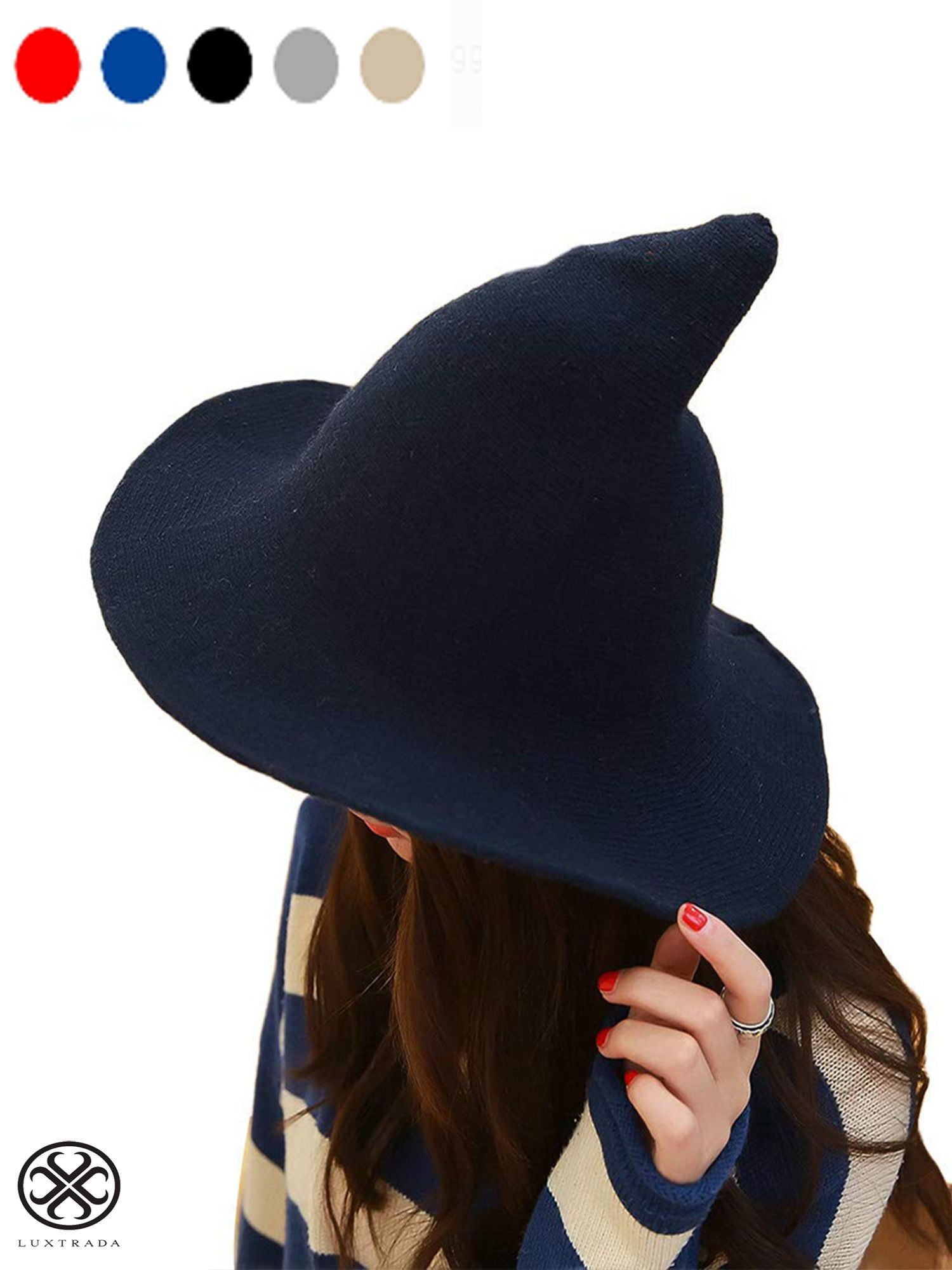 Luxtrada Women Witch Hat Sheep Wool Christmas Halloween Foldable ...