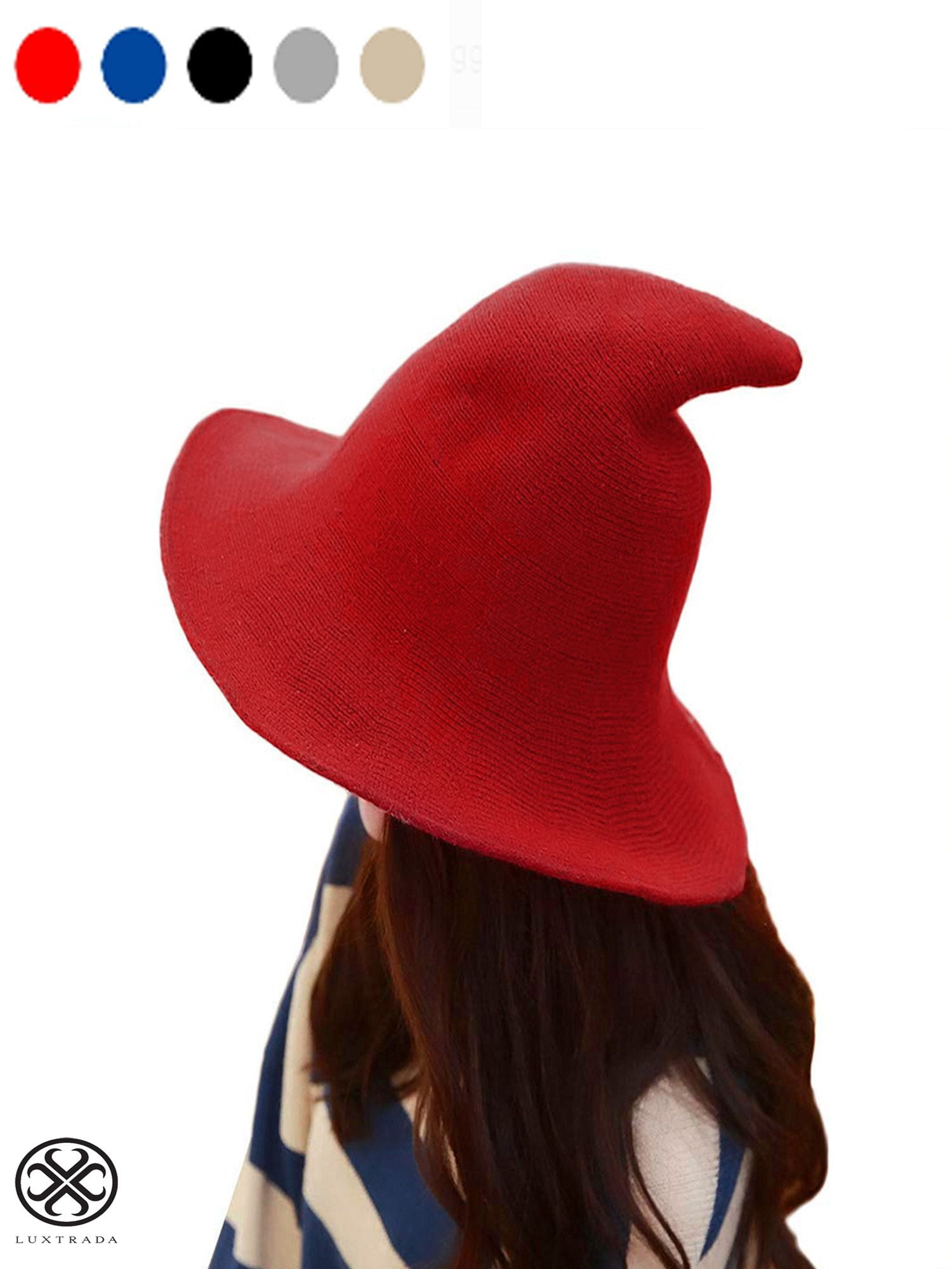 Luxtrada Women Witch Hat Sheep Wool Christmas Halloween Foldable ...
