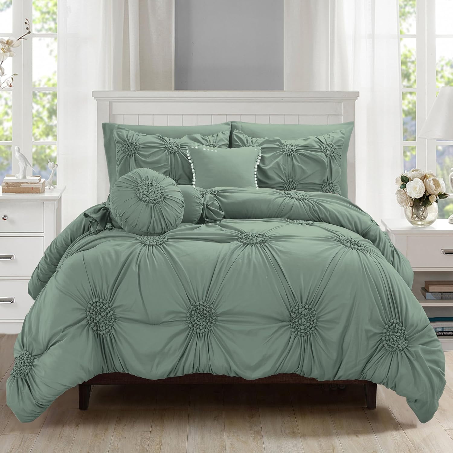 Luxurious 10-Piece Bed-in-a-Bag Sunflower Comforter Set, Silky Soft ...