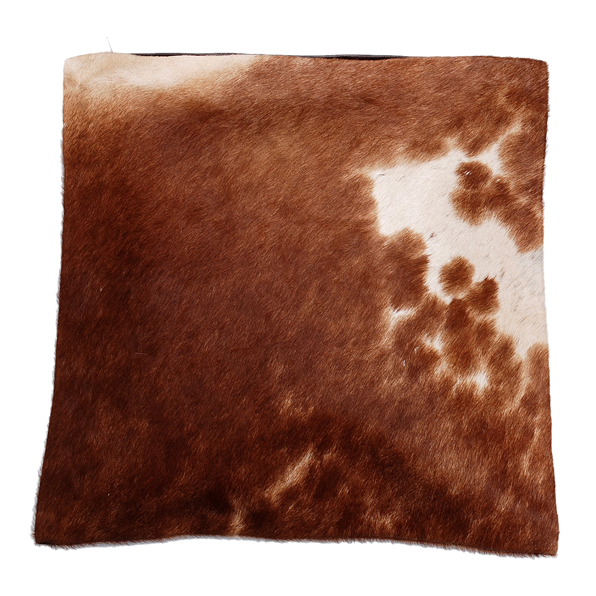 Luxurious 15x15 Cowhide Cushion Cover, Faux Leather Back, Zip Closure ...
